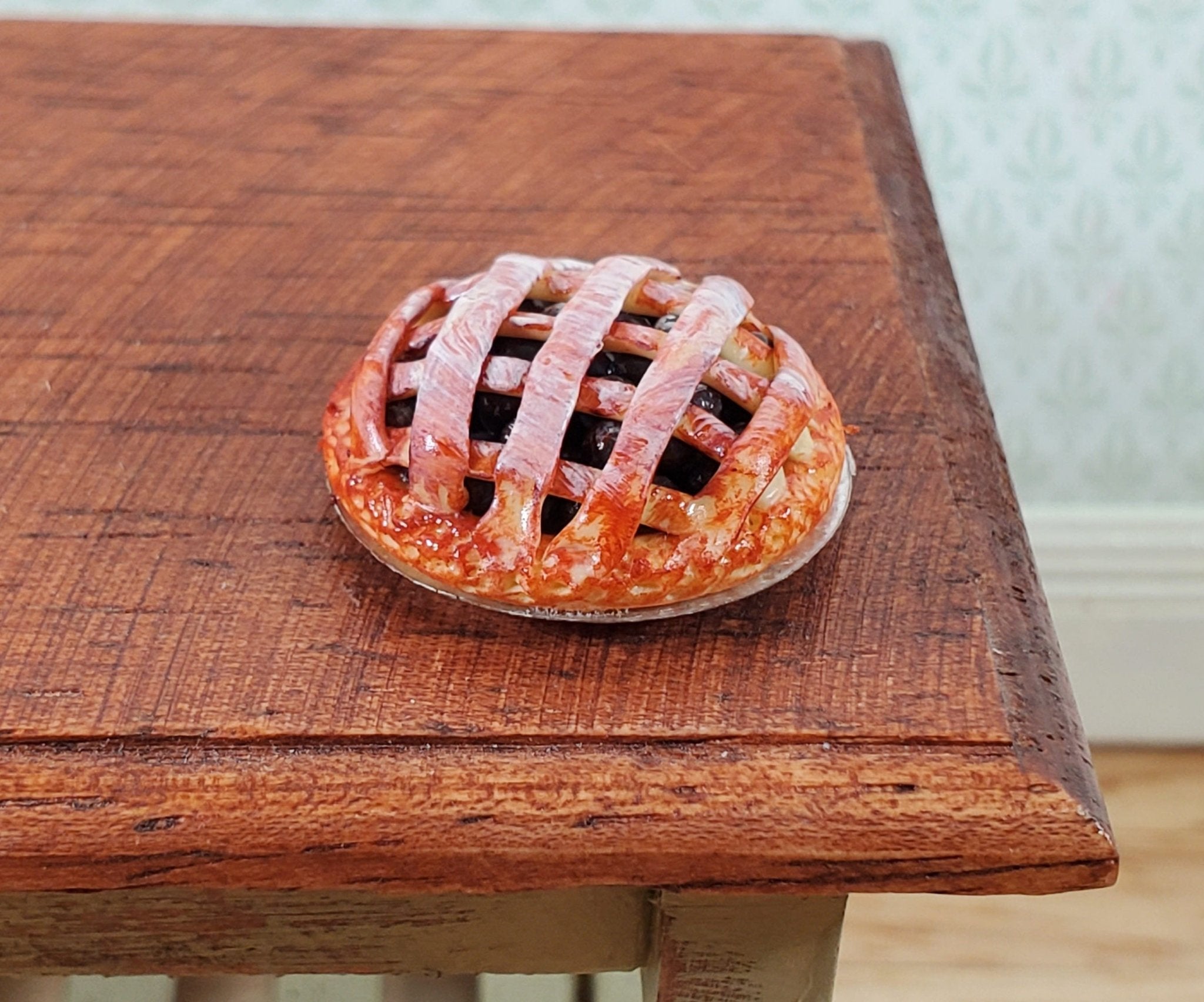 Dollhouse Blueberry Pie In Metal Tin 1 12 Scale Miniature Kitchen Food