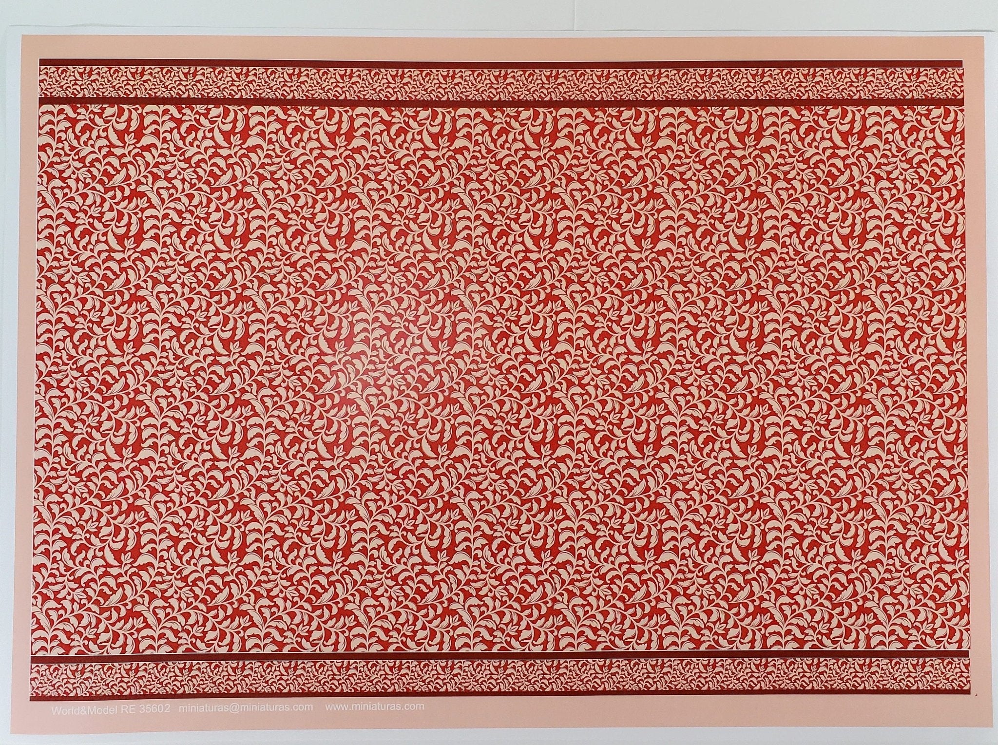 Dollhouse Wallpaper Reds Victorian Fern Leaves 1:12 Scale World Model ...