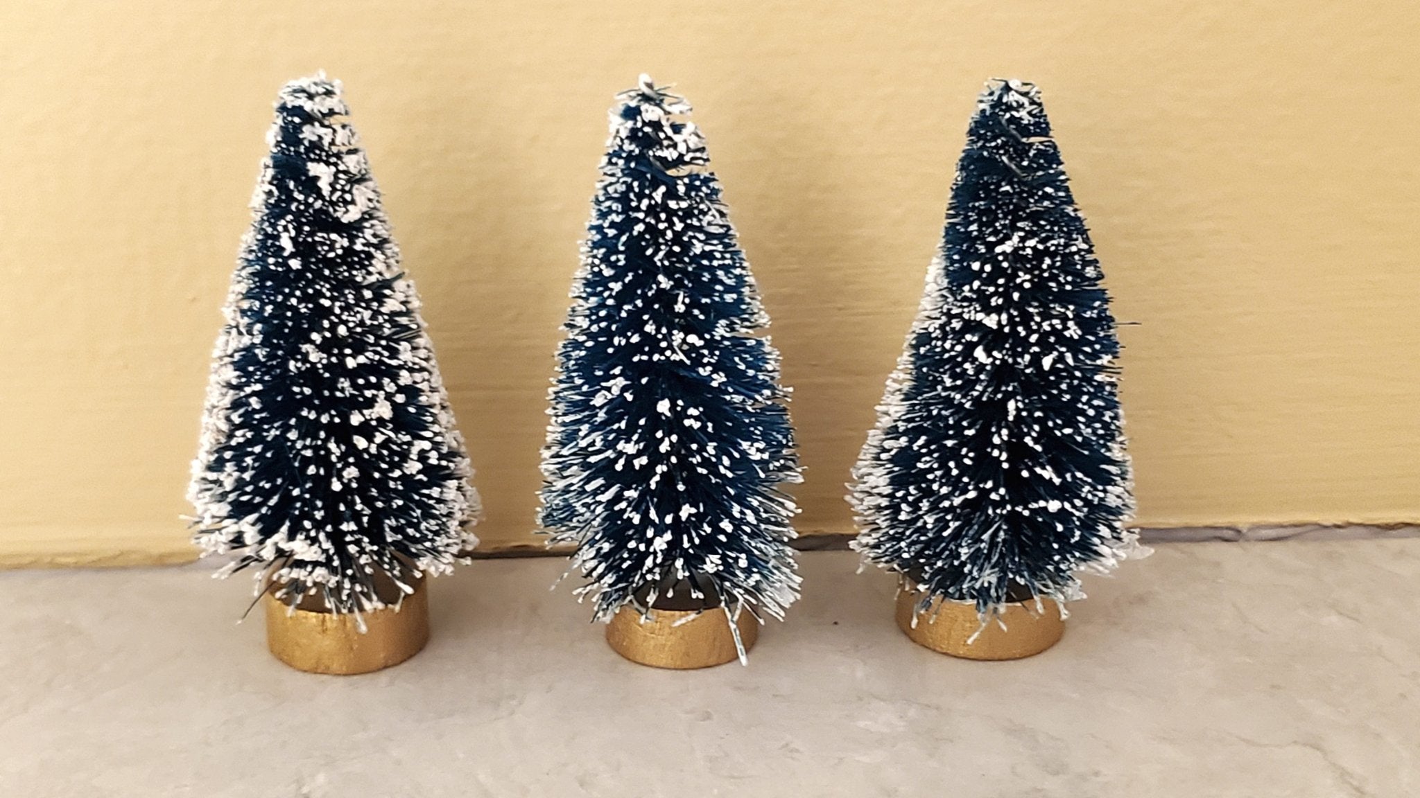 3 Small Evergreen Trees Topped with Snow 2" Tall Miniature Christmas ...