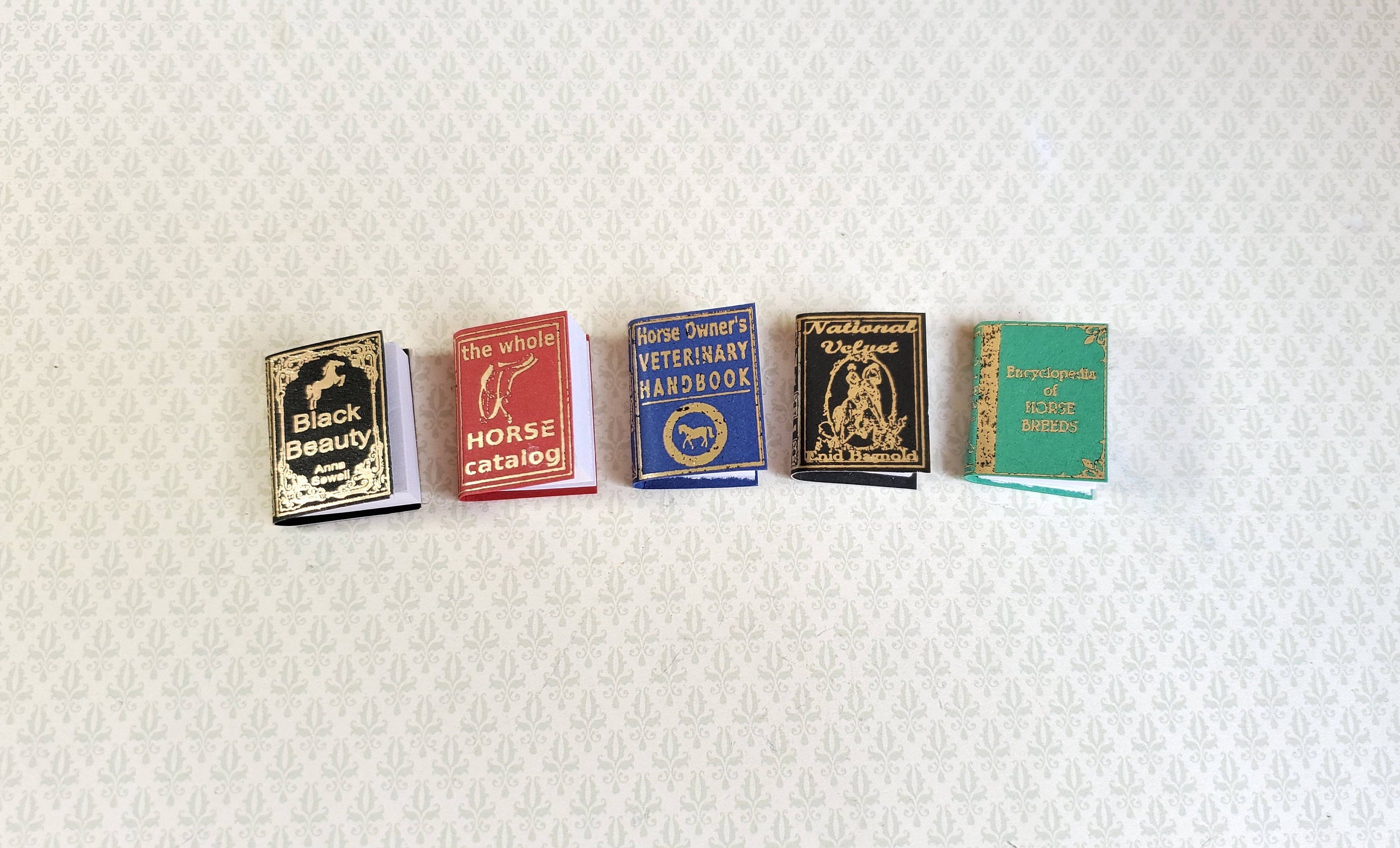 Dollhouse Miniature Book Set x5 Horse Lovers Set 1:12 Scale (blank ins ...