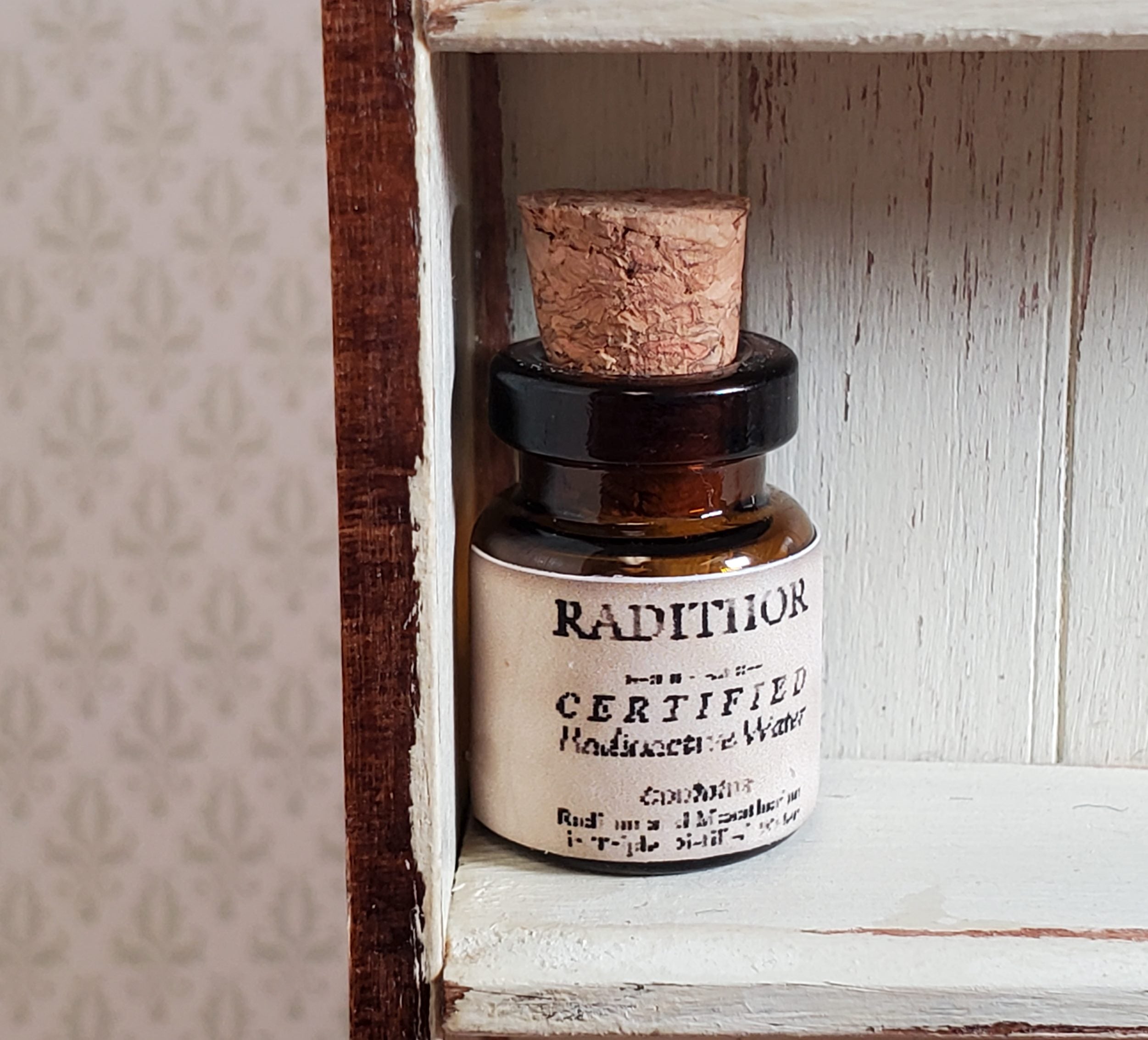 Tiny Potion Jar Radithor Tonic Bottle with Cork Dollhouse Miniature Ha ...
