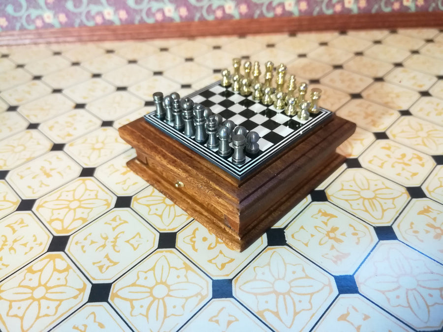 Miniature Chess Set with Metal Magnetic Chess Pieces and Storage Drawe ...
