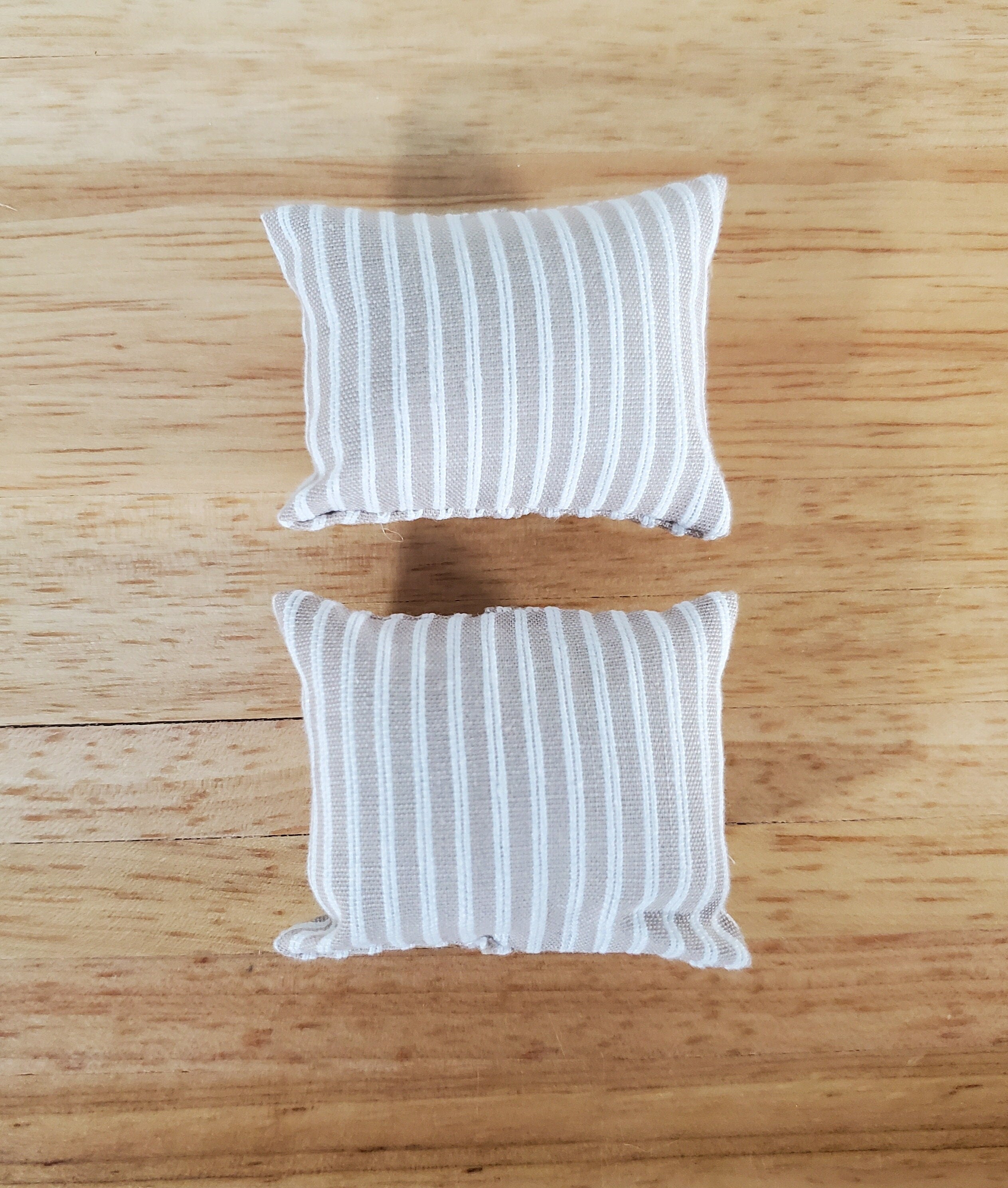 Dollhouse Pillows Beige & White Striped Set of 2 1:12 Scale Miniature ...