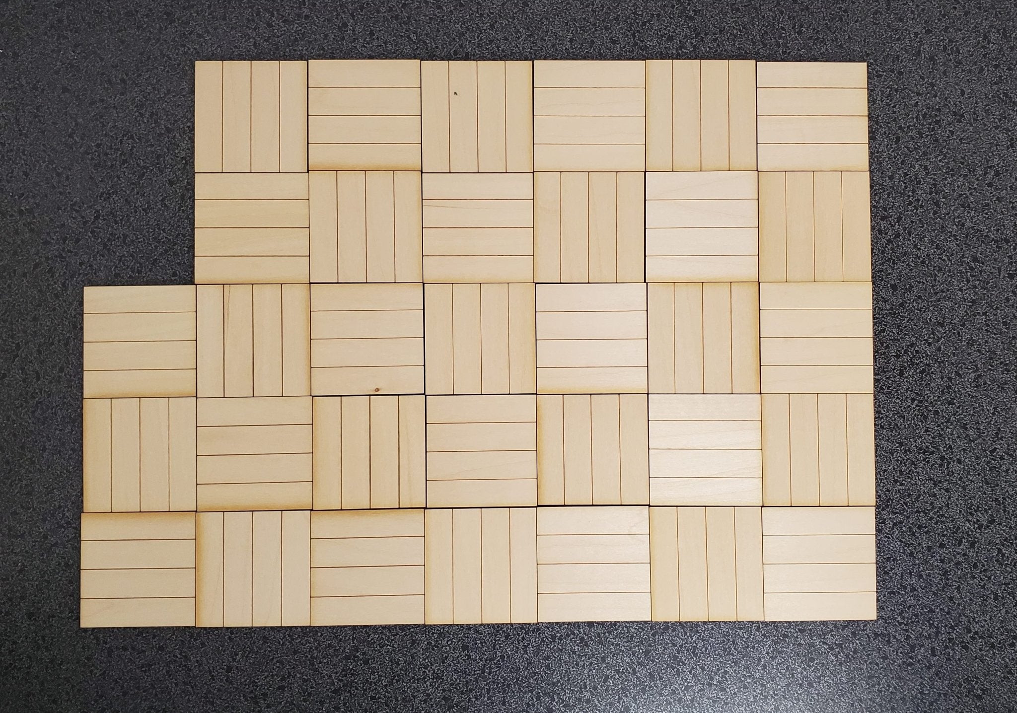 Dollhouse 1:6 Scale Parquet Real Wood Flooring 2x2 inch 33 pieces ...