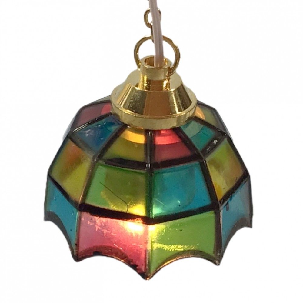 Dollhouse Ceiling Light Stained Glass Style 1:12 Scale Miniature 12 ...