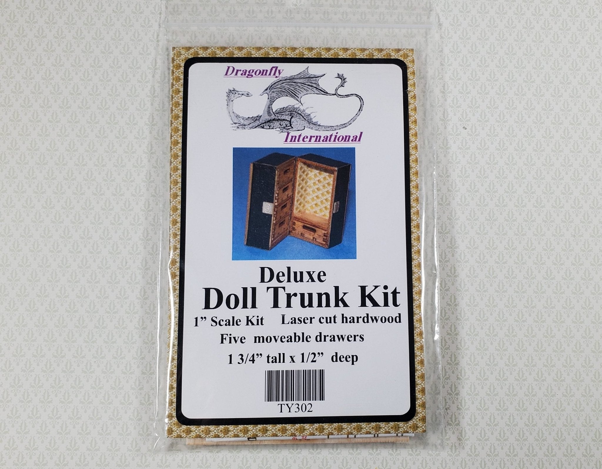 Dollhouse Doll Trunk Kit with Drawers DIY Miniature 1:12 Scale 1 3/4 ...