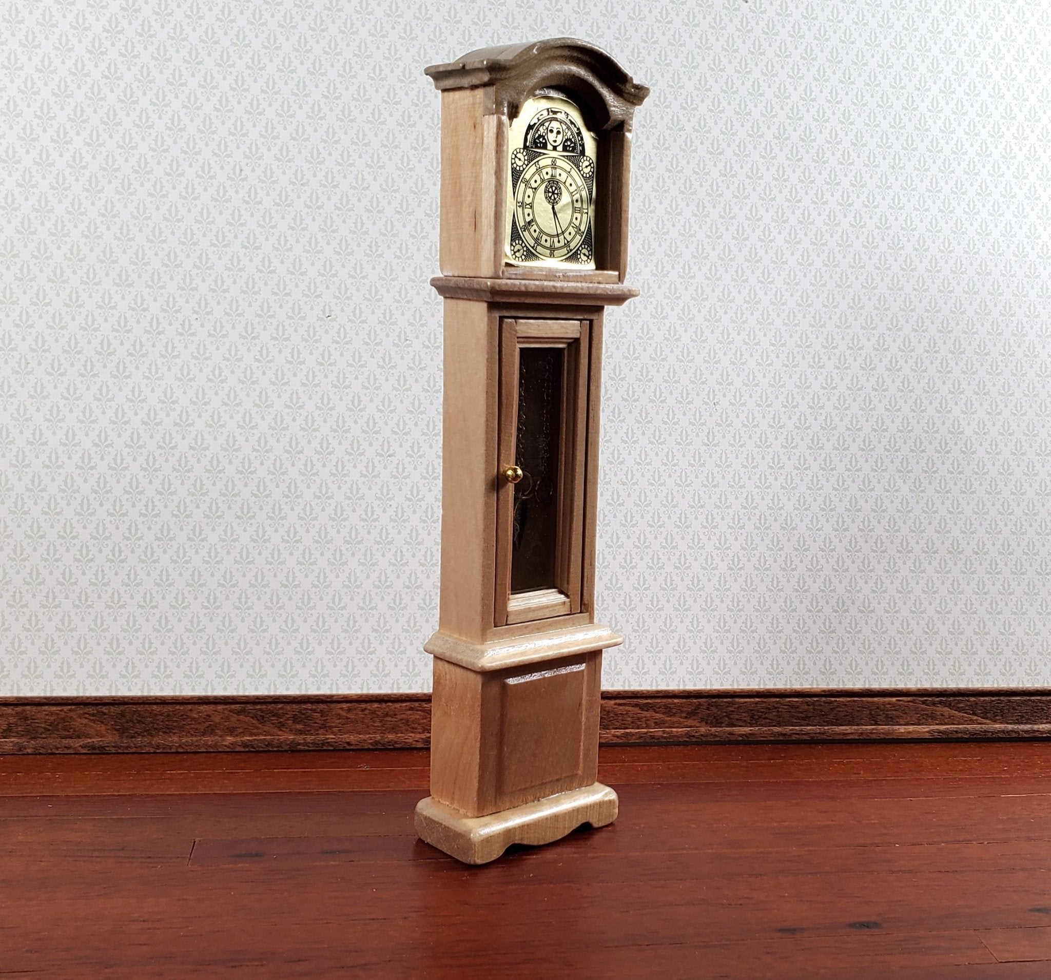 Dollhouse Grandfather Clock Opens Light Oak 1:12 Scale Miniature ...