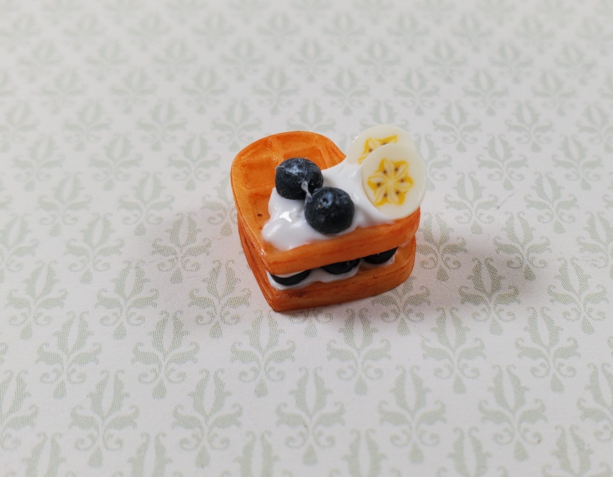 Dollhouse Heart Waffles with Fruit & Whipped Cream 1:12 Scale Miniature ...