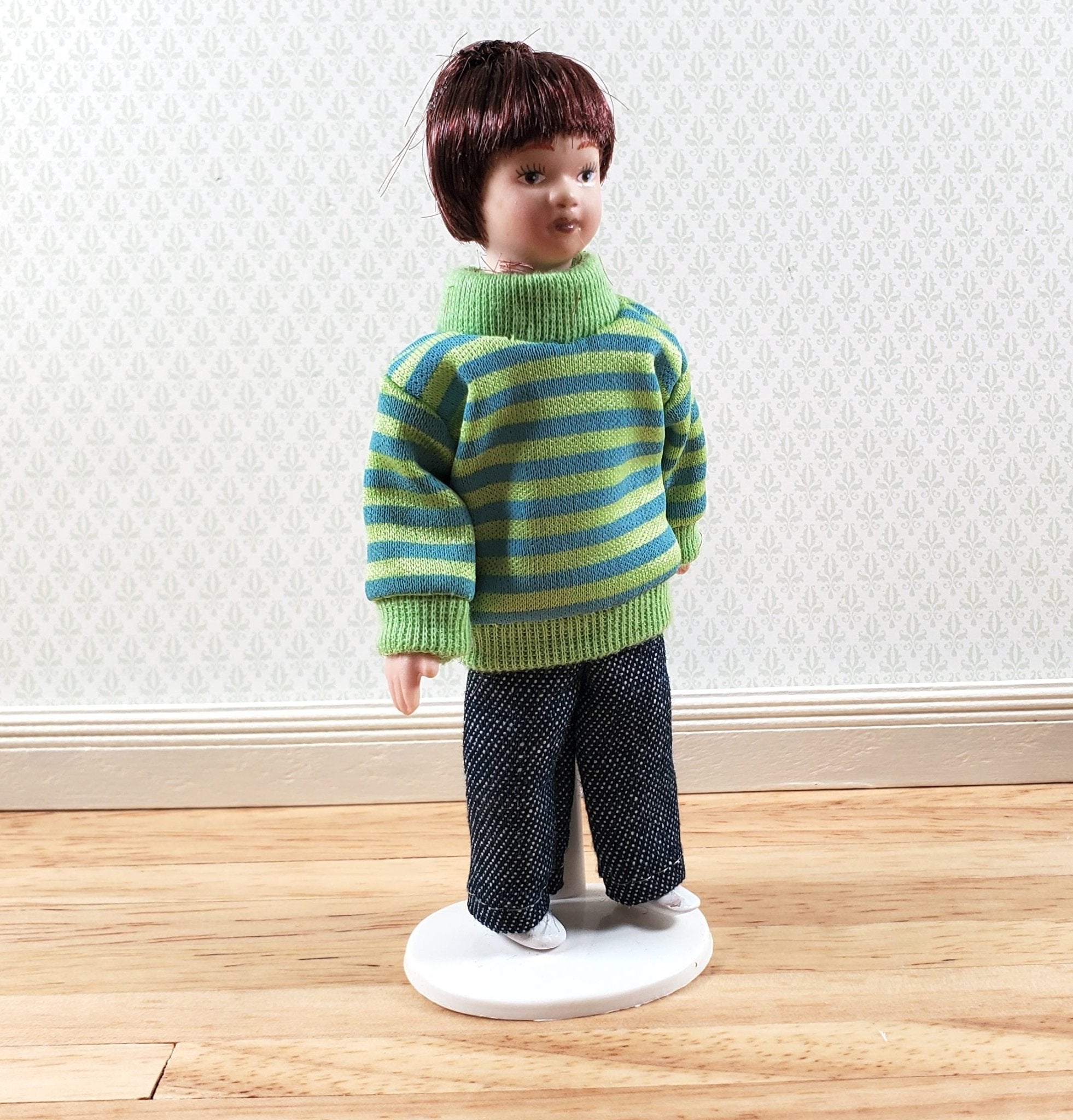 Dollhouse Modern Boy Son Doll Porcelain Semi-Poseable 1:12 Scale ...