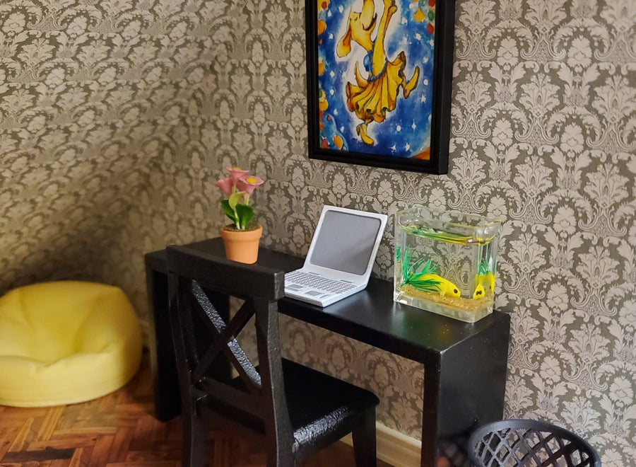 Dollhouse Modern Laptop Computer White Metal 1:12 Scale Miniature ...