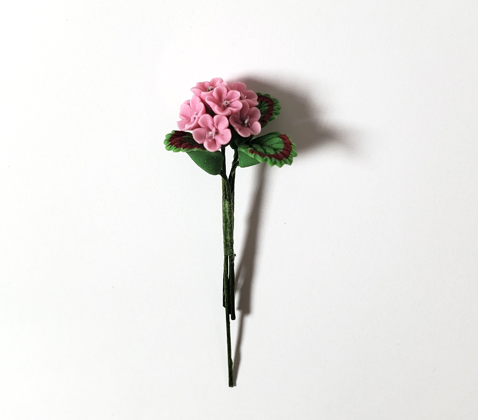 Dollhouse Pink Geranium Single Stem with Foliage 1:12 Scale Miniature ...
