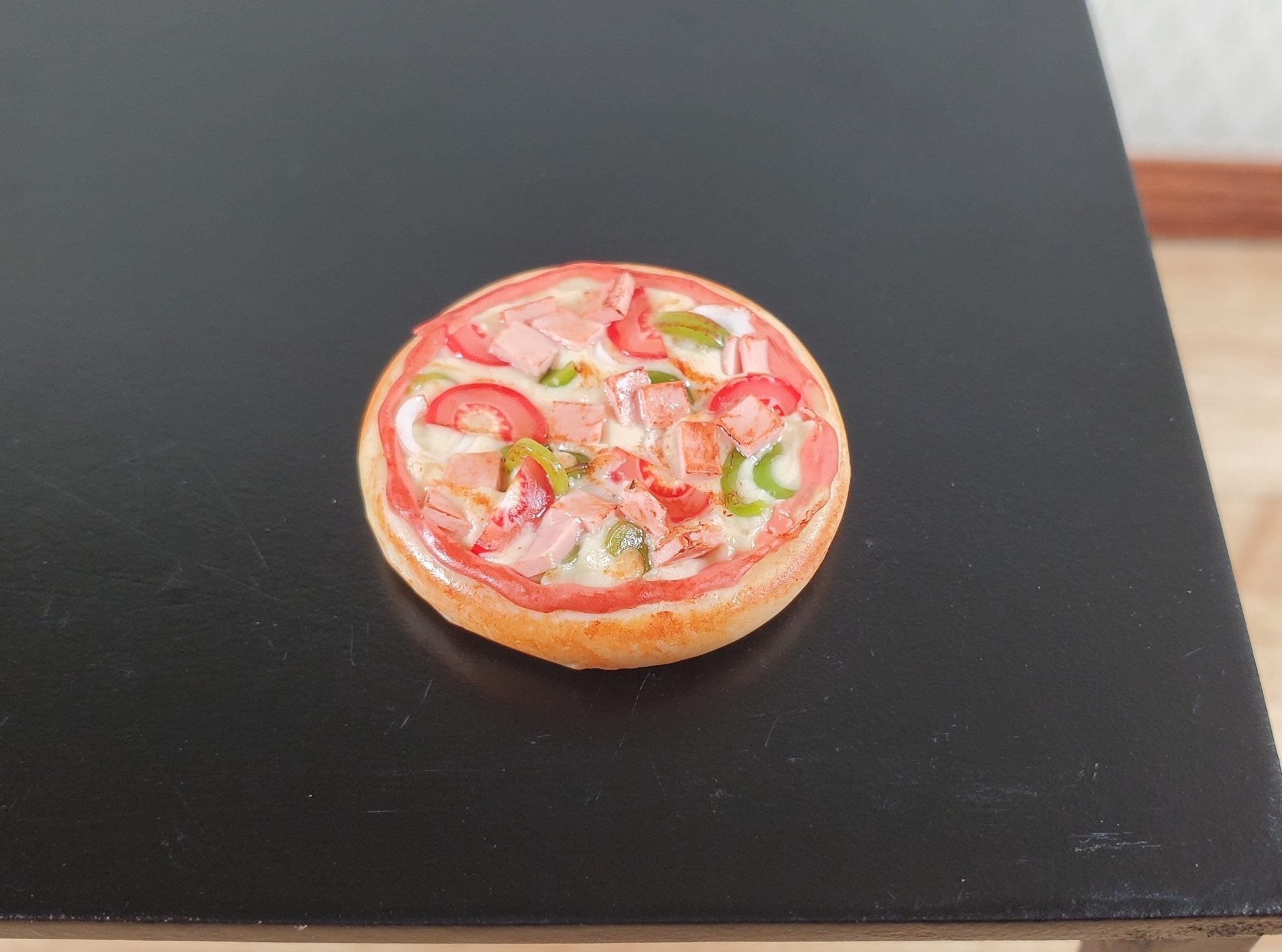 Dollhouse Pizza Canadian Bacon with Veggies 1:12 Scale Miniature Food ...