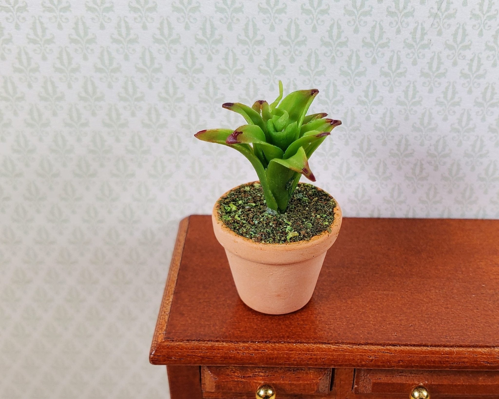 Dollhouse Plant Red Tipped Bromeliad 1:12 Scale Miniature Houseplant ...