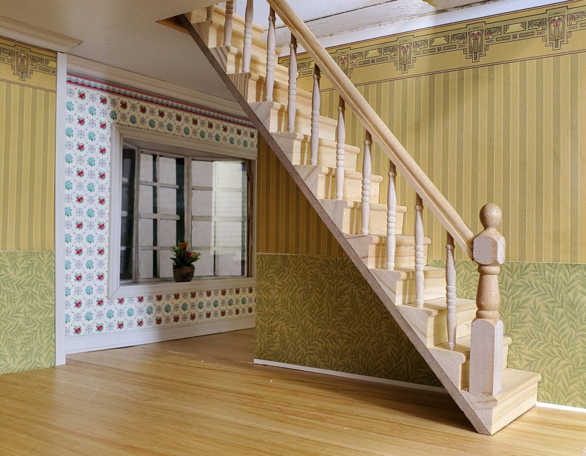 Dollhouse Stairs Staircase Assembled with Railing 1:12 Scale for 9 ...