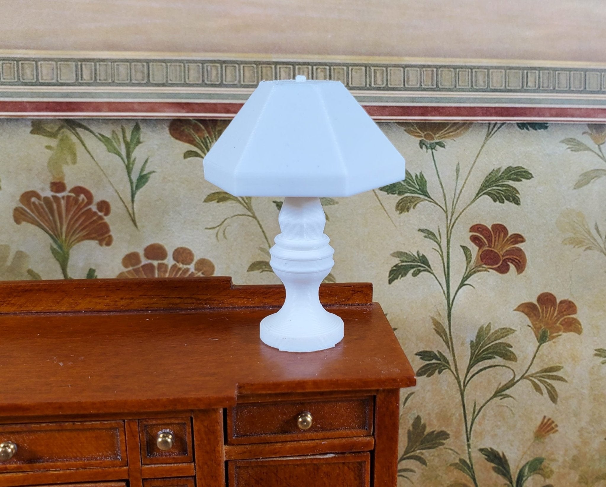 Dollhouse Table Lamp White Can be Painted DIY 1:12 Scale Miniature 3D ...