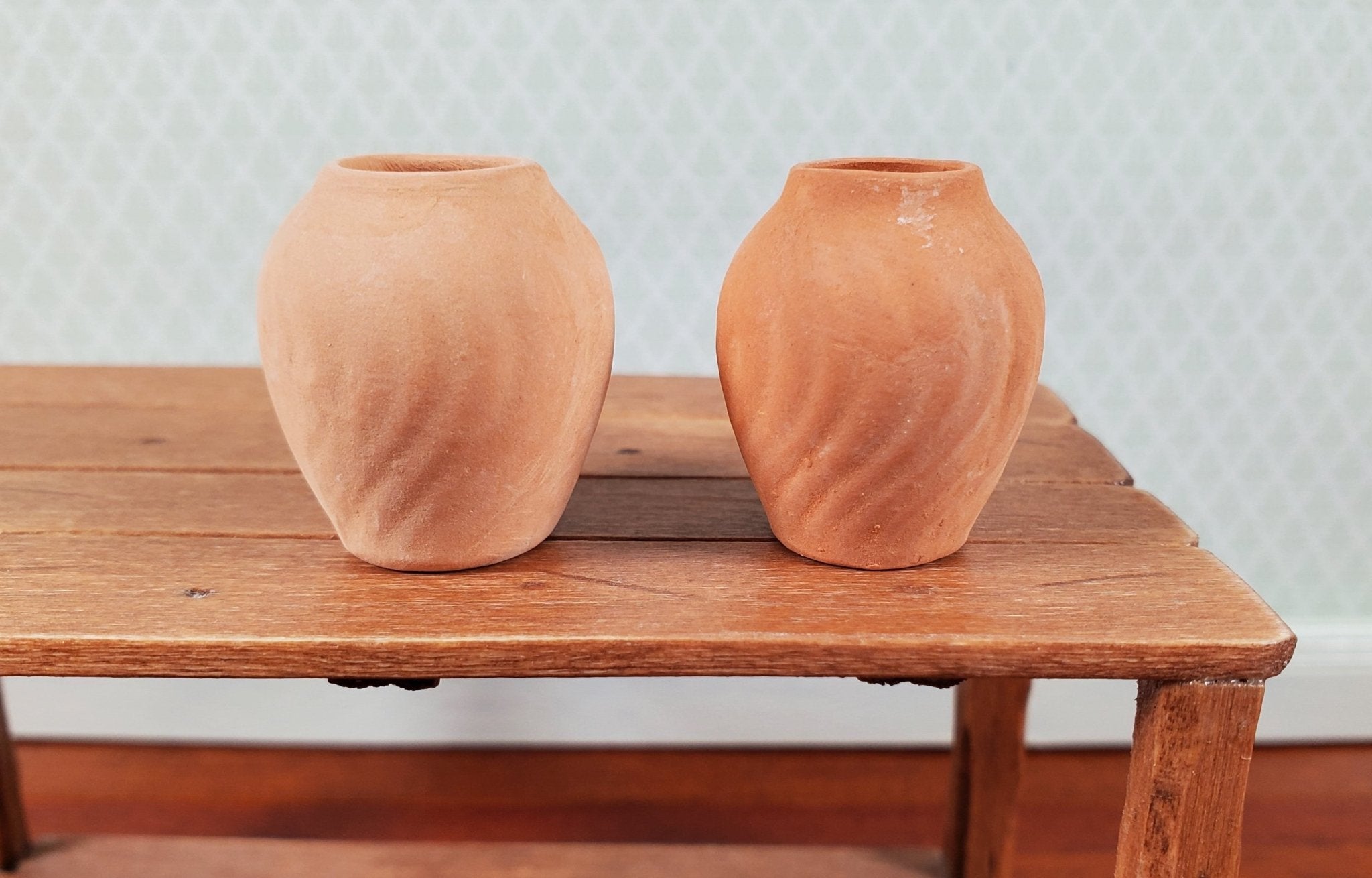 Dollhouse Terra Cotta Vase Set of 2 Unglazed 1:12 Scale Miniatures ...
