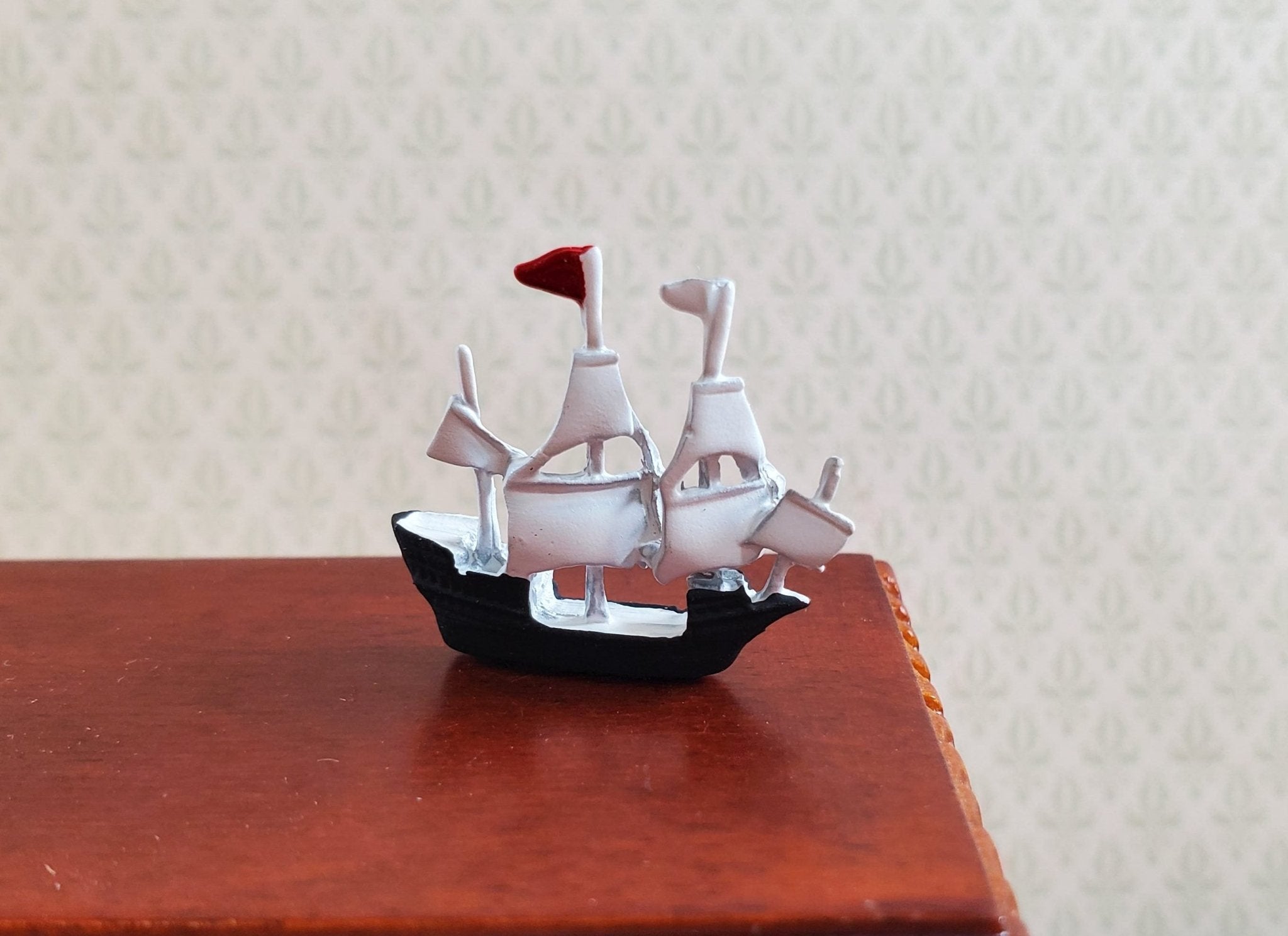 Dollhouse Tiny Tall Model Ship Statue Boat Miniature Hand Painted Metal ...