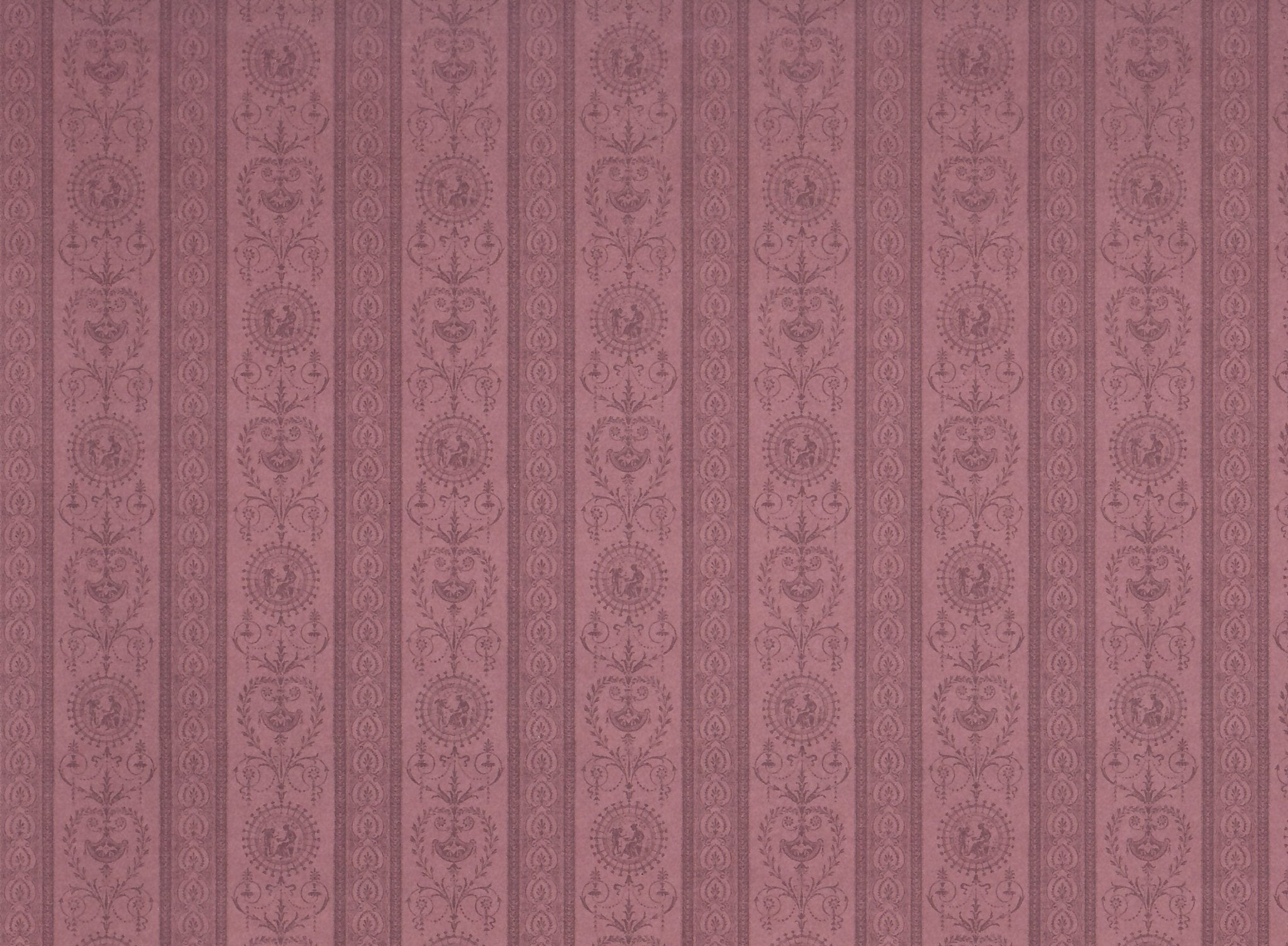 Dollhouse Wallpaper Dark Mauve x3 Sheets "Sheraton Rose" 1:12 Scale Mi ...