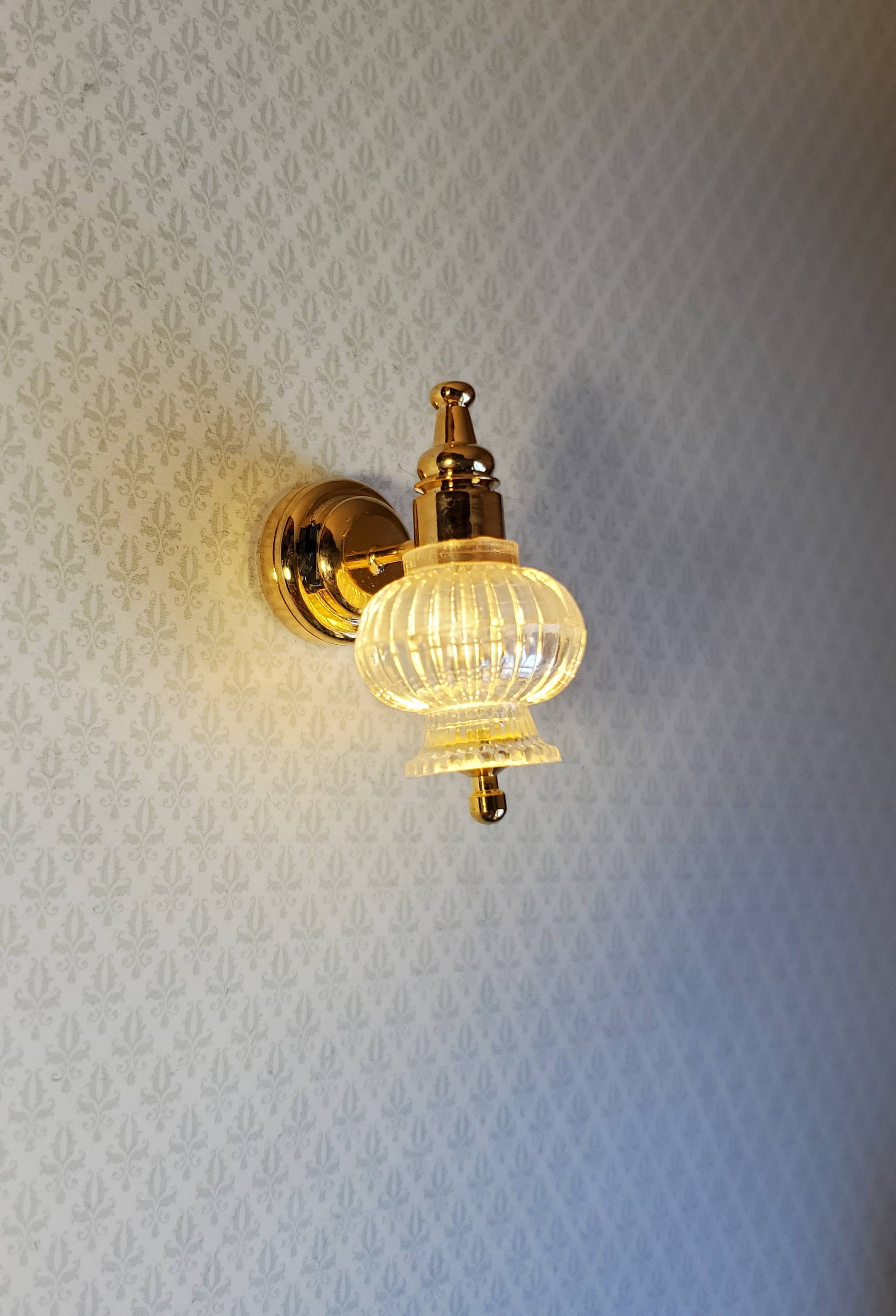 Dollhouse Battery Light Large Wall Sconce 1:12 Scale Miniature Warn Li ...