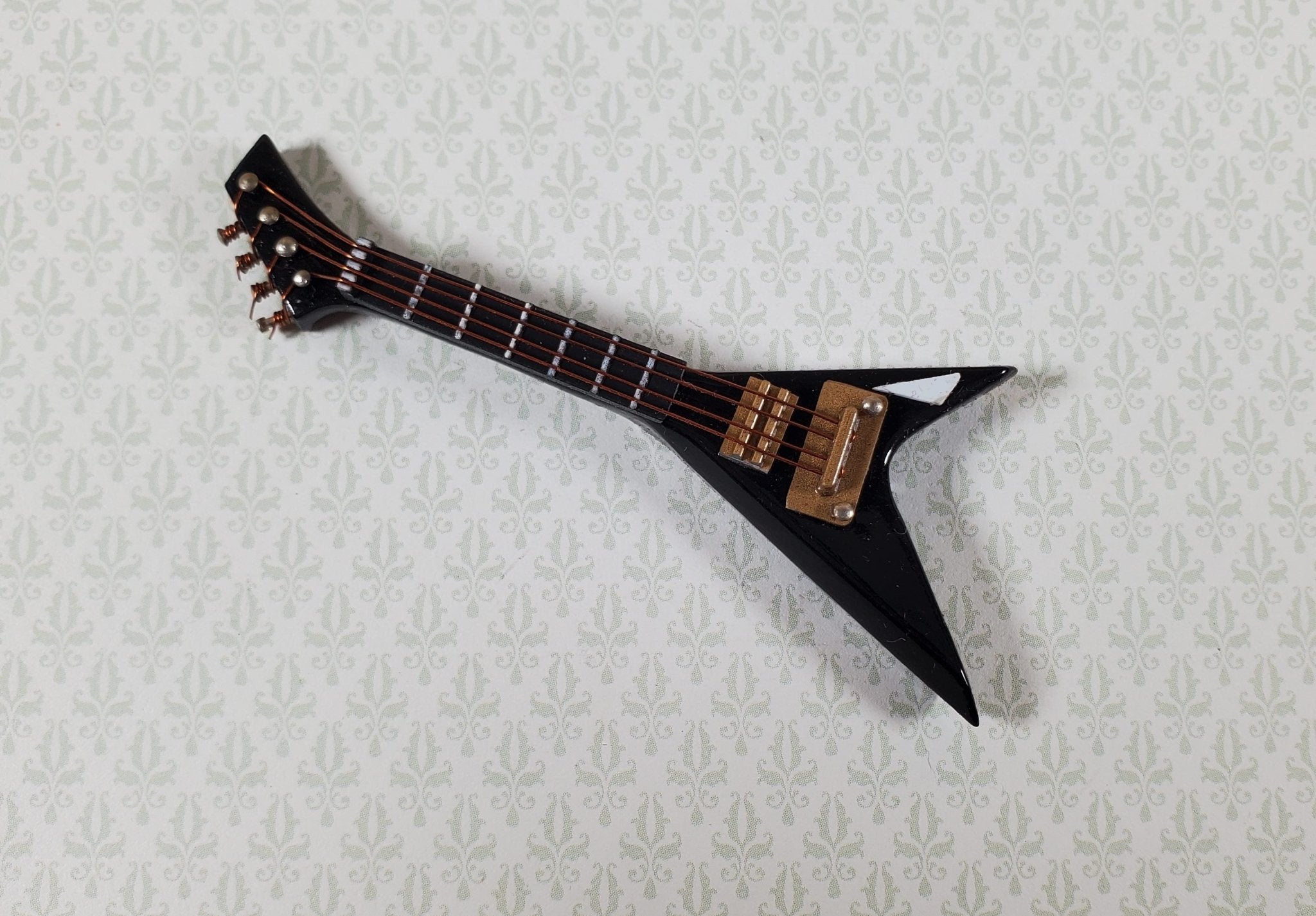 Miniature Electric Guitar V Shaped Prop Model Black w/Case 2 7/8" Long ...