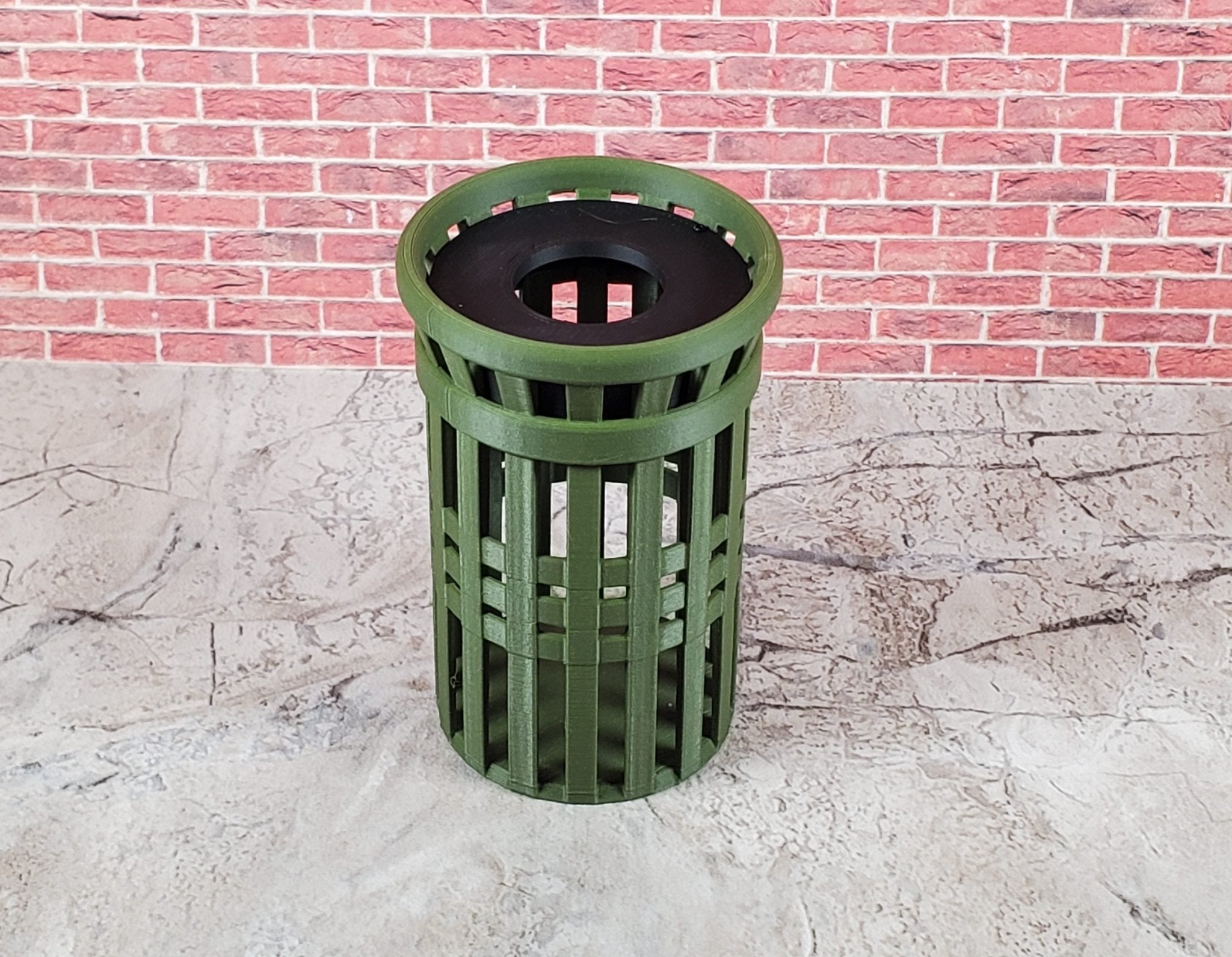 Miniature Parks Garbage Can Green 1:12 Scale Prop Models Diorama Action ...