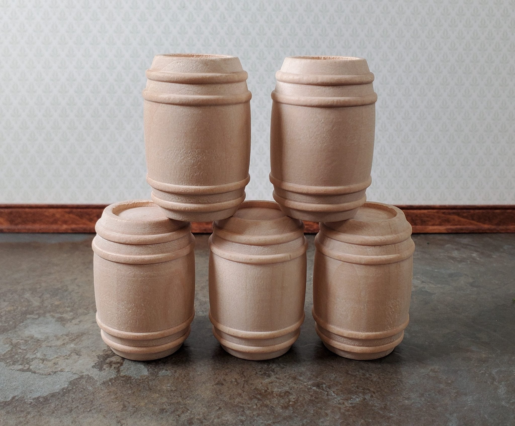 Miniature Pickle Barrel Small Keg Wood 1 5/8" Tall Set of 5 Model ...