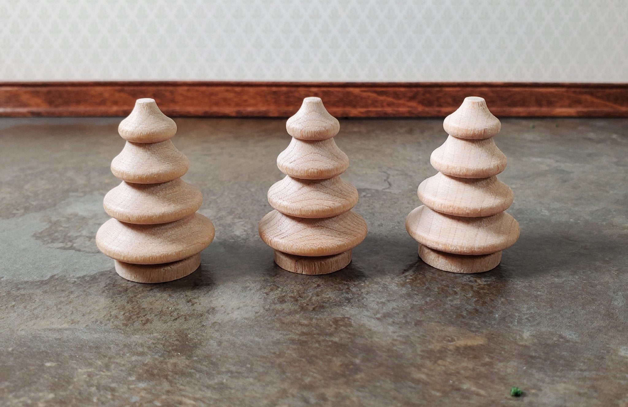 Miniature Pine Tree Wood Small 1 3/8" Tall Set of 5 Model Building ...