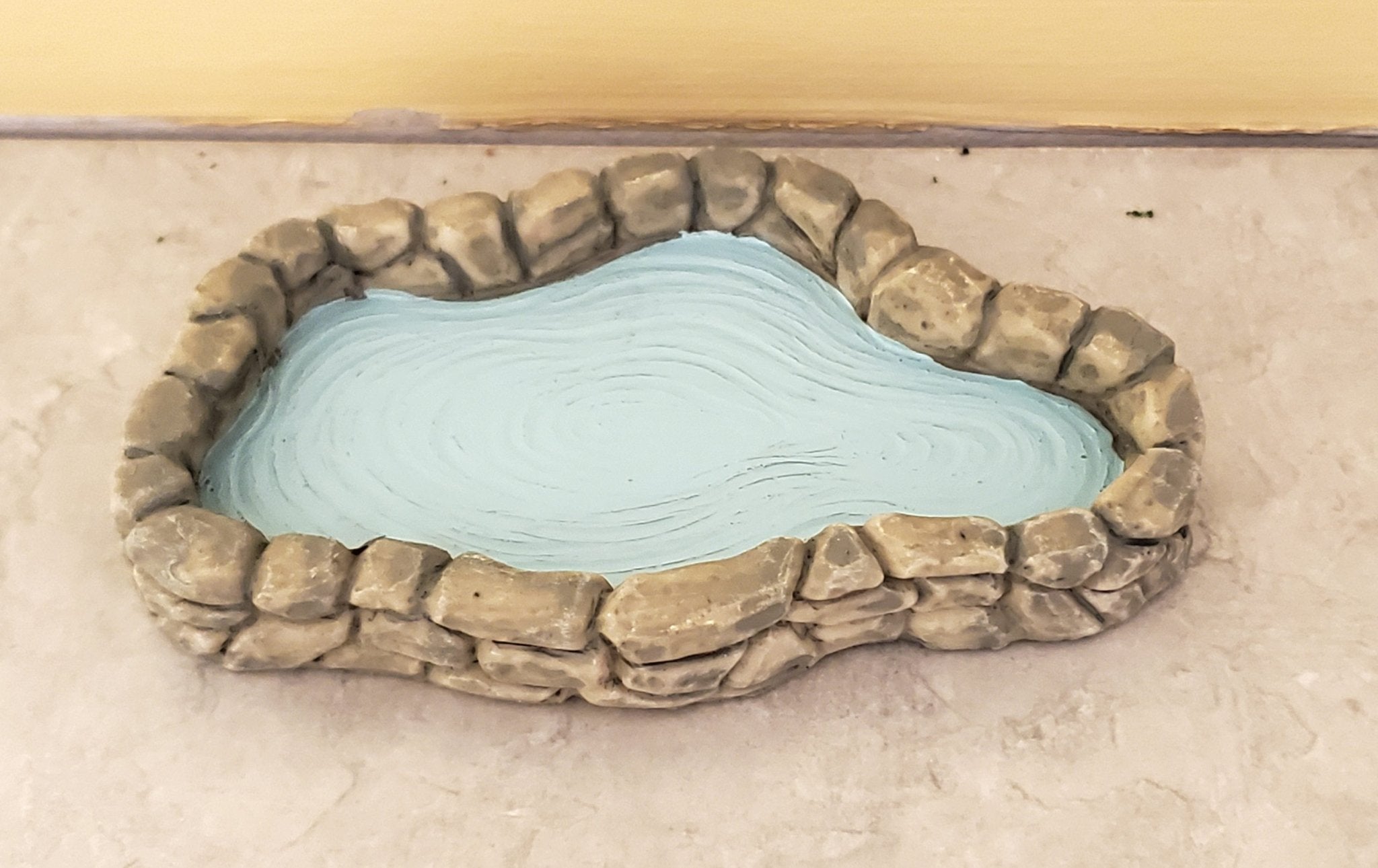 Small Miniature Garden Pond Pool Gray Stone Wall 1:12 Scale Dollhouse ...