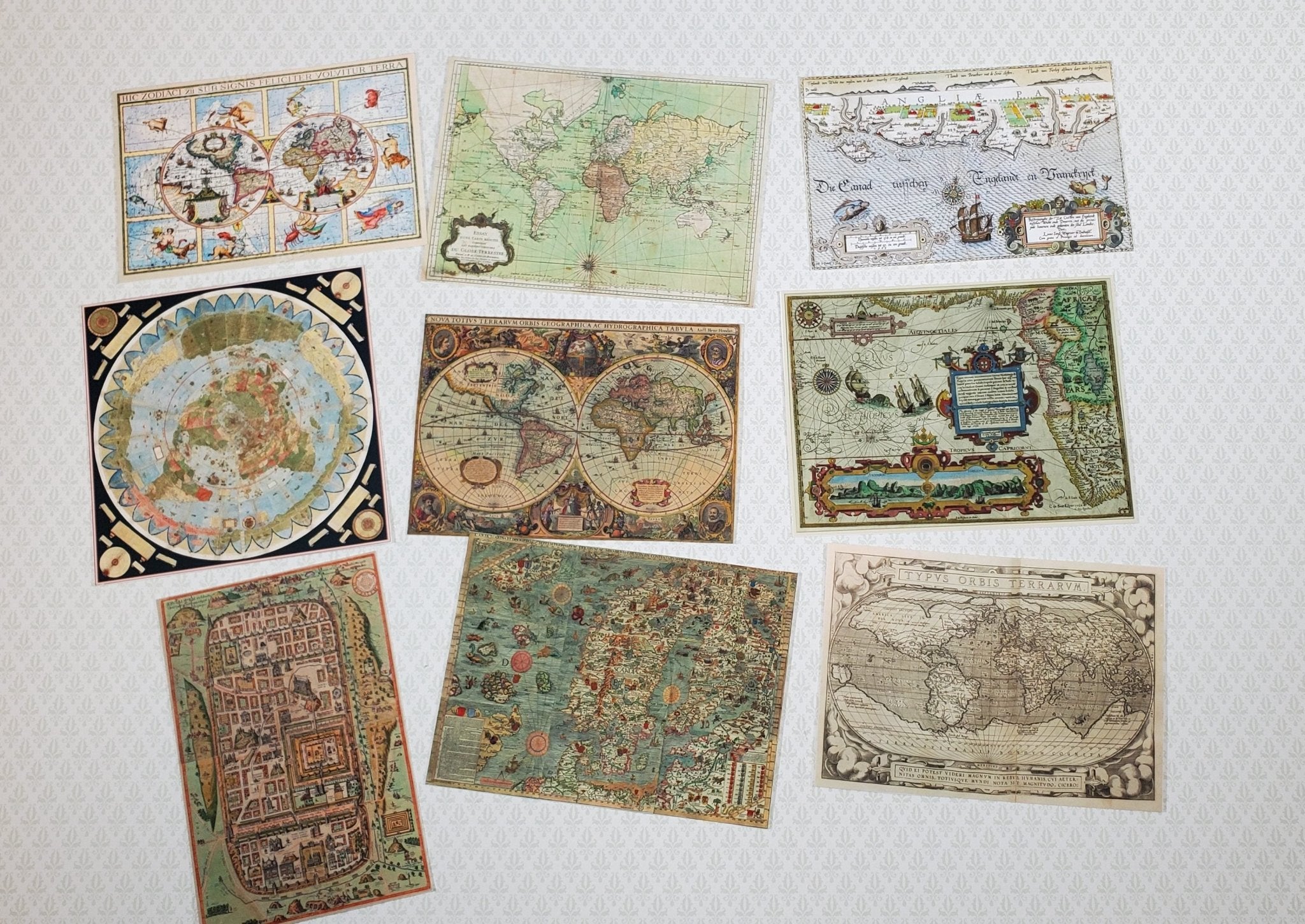 Tiny Maps Old World Vintage Style Props Printed Dollhouses Dioramas ...