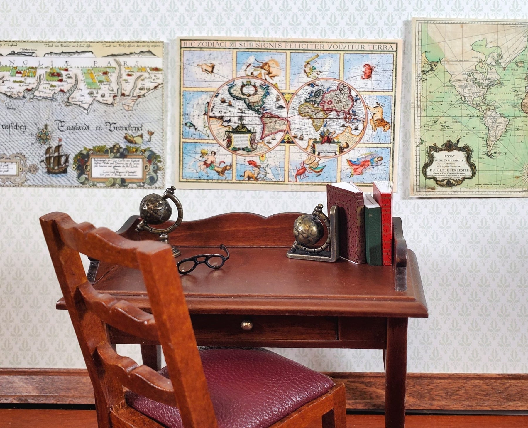 Tiny Maps Old World Vintage Style Props Printed Dollhouses Dioramas ...