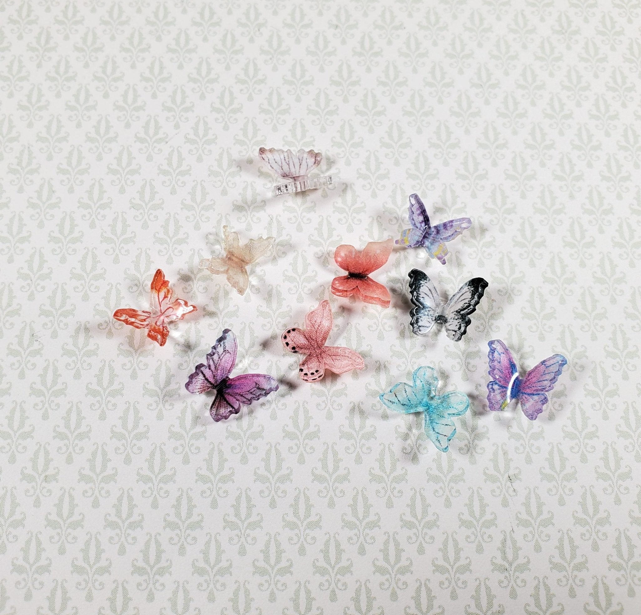 Tiny Miniature Butterflies Set of 10 Random Colors 1:12 Scale Dollhouse ...