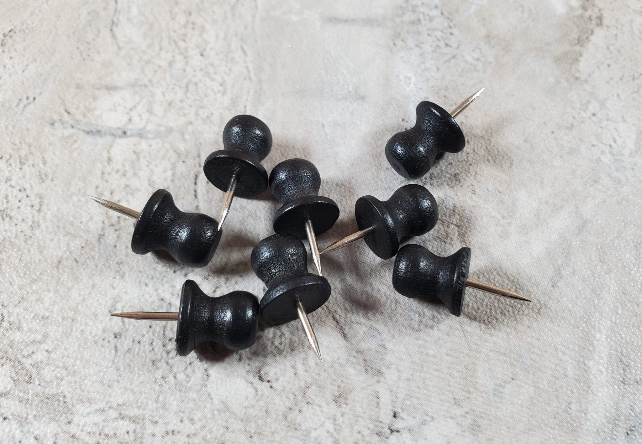 Wood Thumb Tacks BLACK Push Pins 8 Pieces Use for Dollhouse Miniature ...