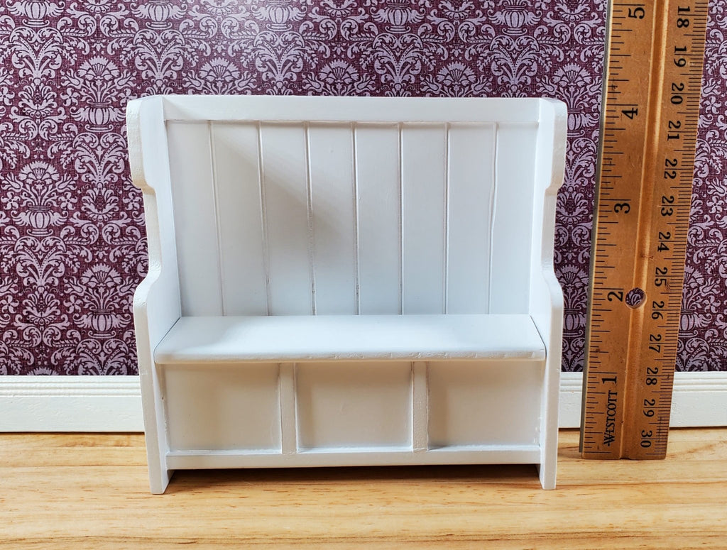 Dollhouse Bench Country Style High Back WHITE Opening Seat 1:12 Scale ...