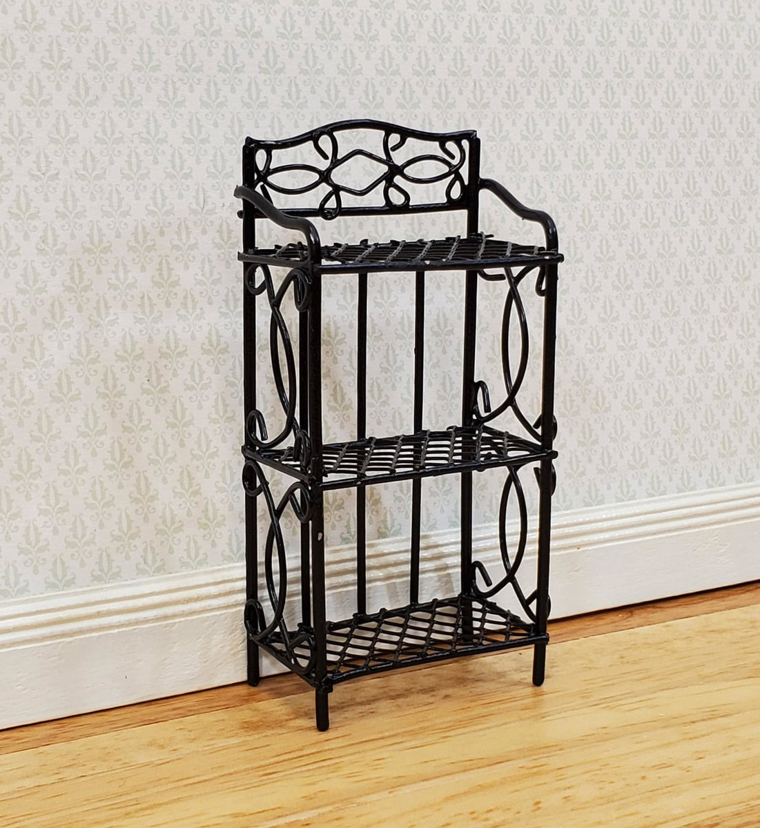 Dollhouse Black Metal Shelf Small 3 Shelves 1:12 Scale Miniature ...
