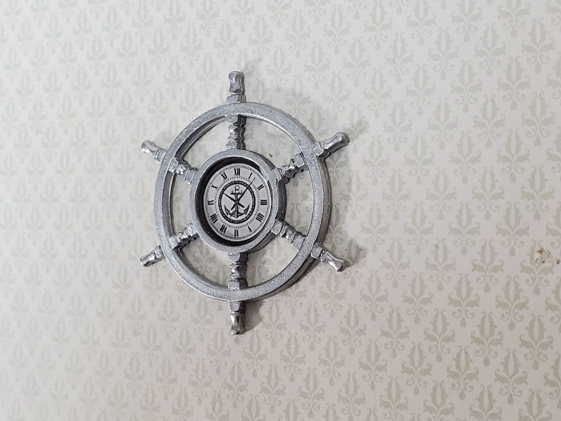 Dollhouse Clock Ship's Wheel Wall Decoration 1:12 Scale Miniature ...