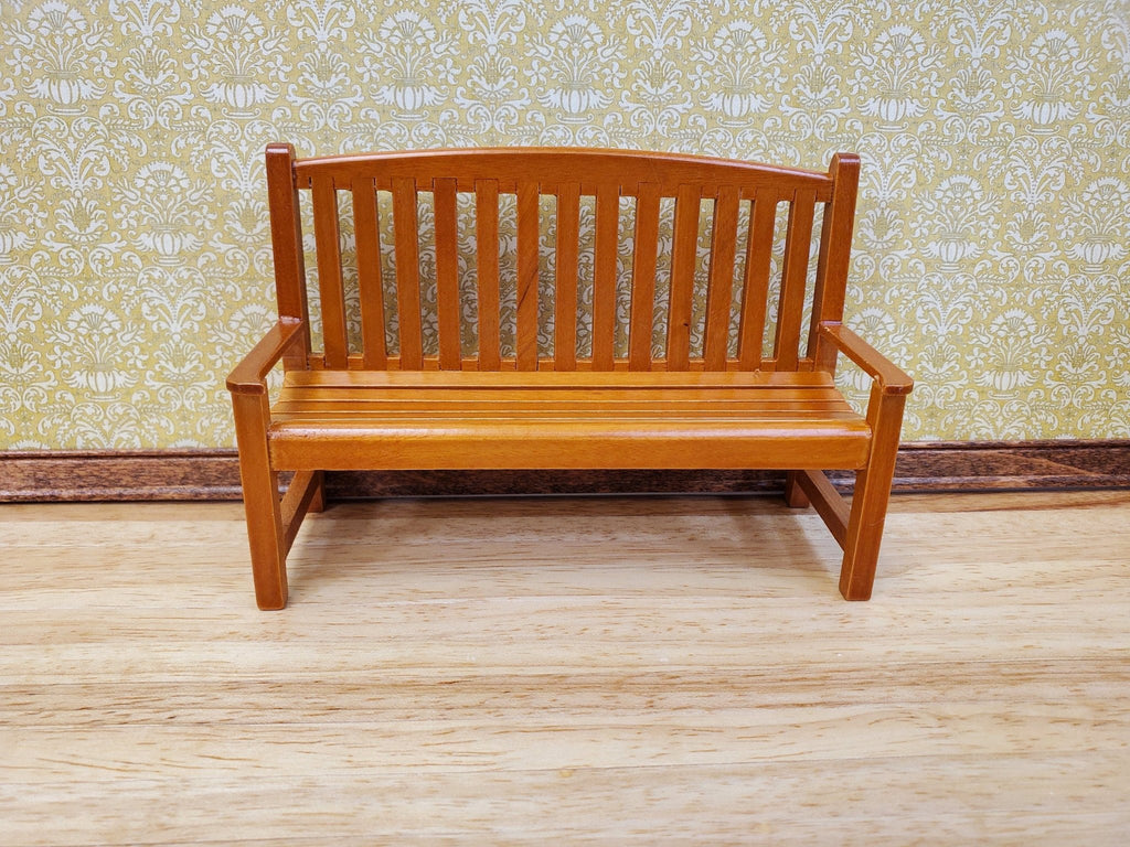 Dollhouse Garden Bench Large Classic Style Wood with Walnut Finish 1:12 ...