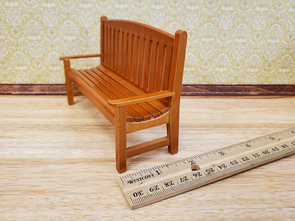 Dollhouse Garden Bench Large Classic Style Wood with Walnut Finish 1:12 ...