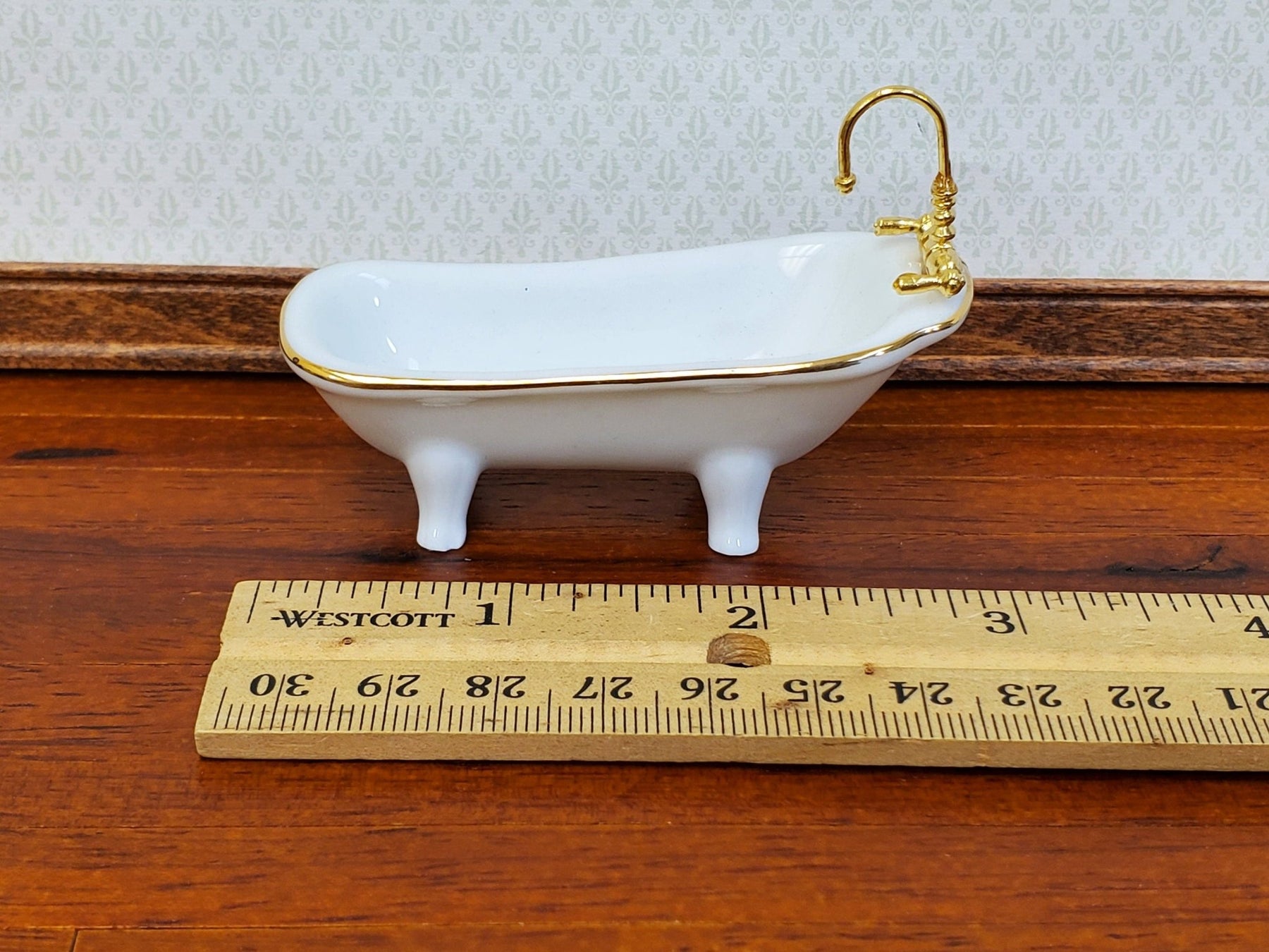 Dollhouse HALF SCALE Bathroom Set Reutter Porcelain Tub Toilet Sink 1: ...