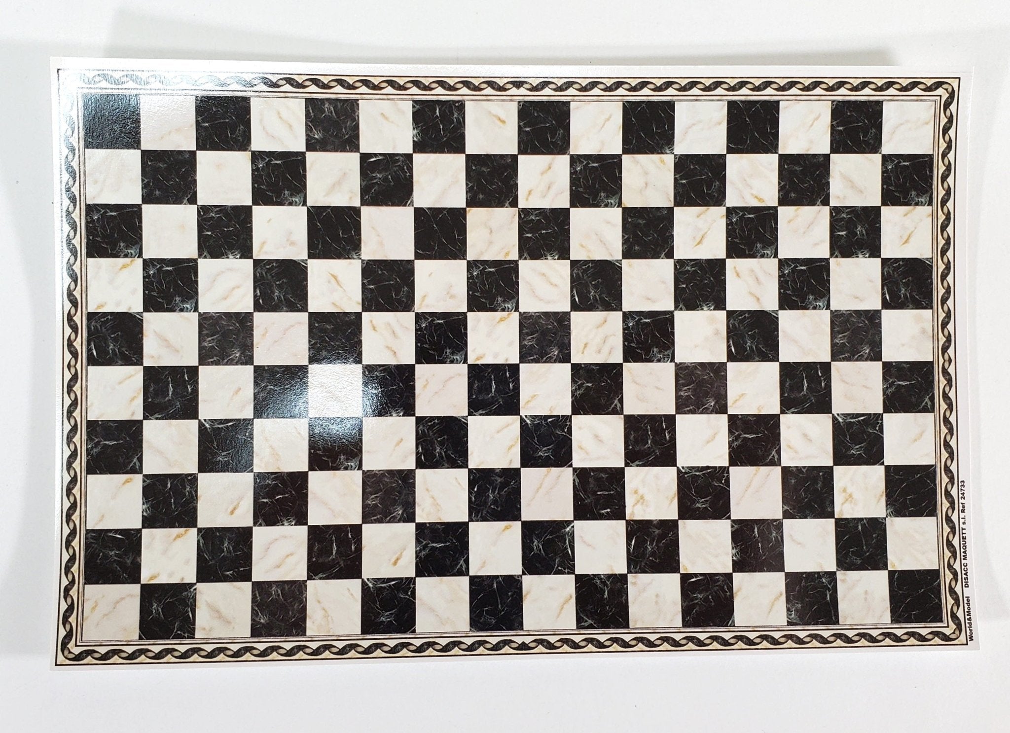 Dollhouse HALF SCALE Marble Tile Sheet with Border Black & White Floor ...