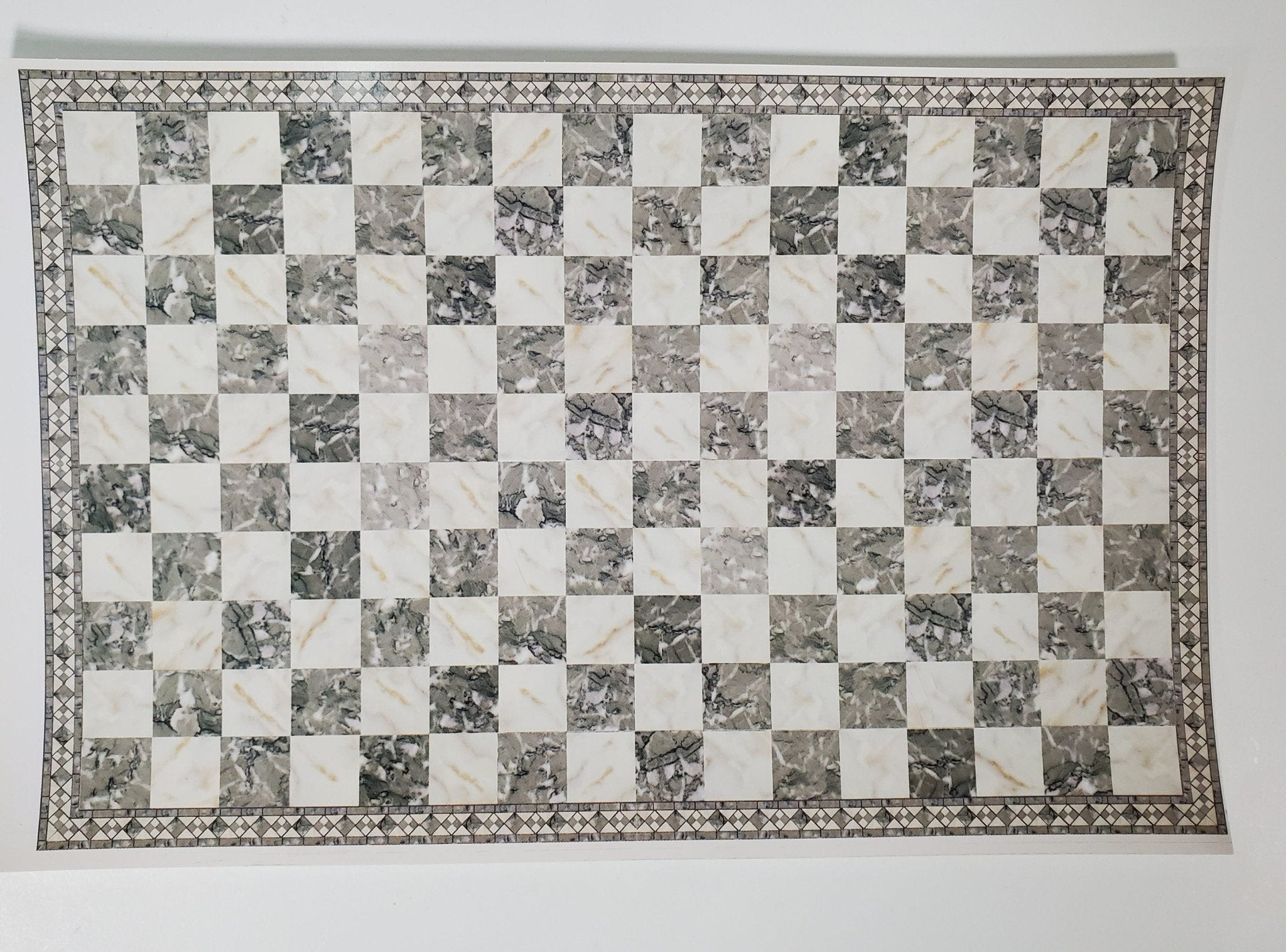 Dollhouse HALF SCALE Marble Tile Sheet with Border Gray Brown White ...