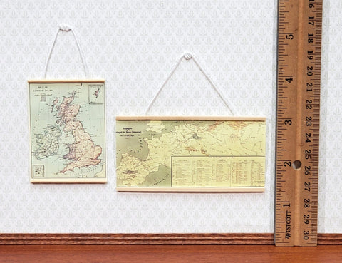 Dollhouse Hanging Maps School Style Europe England 1:12 Scale Miniature ...