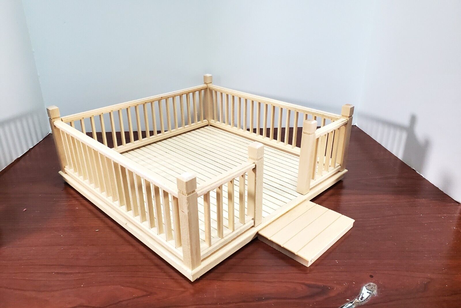 Dollhouse KIT Patio Deck Garden Decking with Railings Wood 1:12 Scale ...