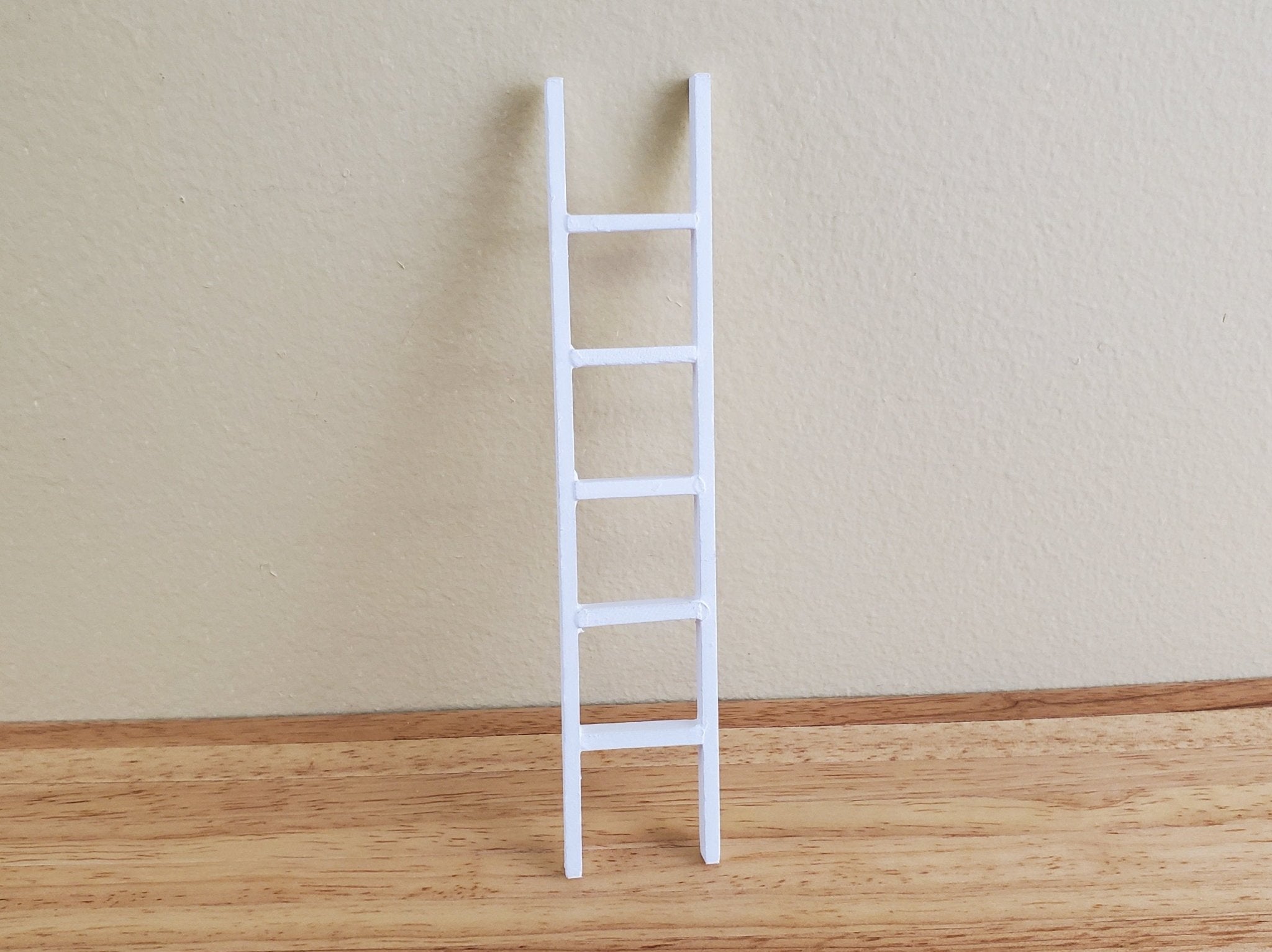 Dollhouse Miniature 6" Straight Ladder Tall White 1:12 Scale Wood ...