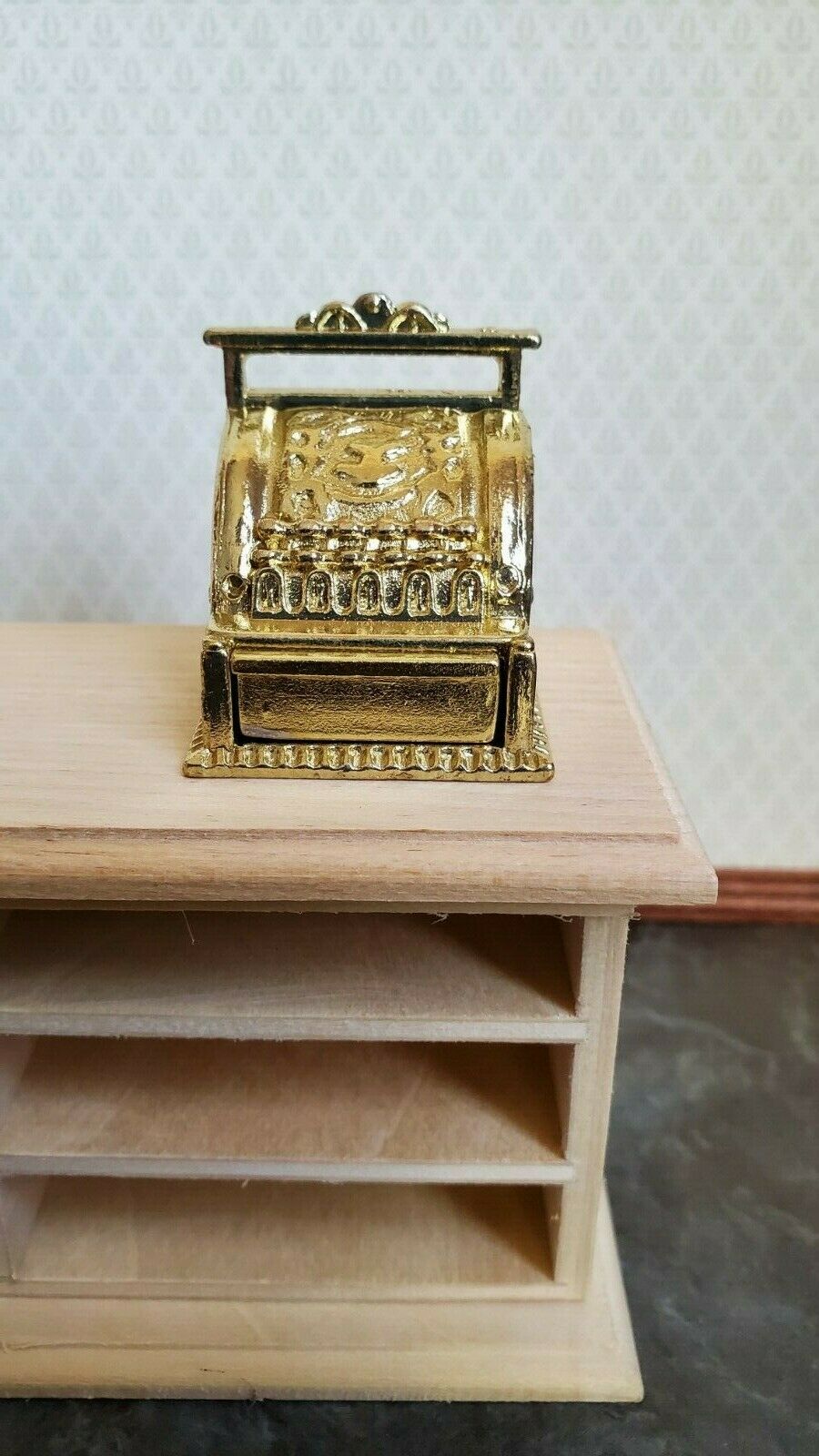 Dollhouse Miniature Cash Register Till Gold Vintage Style Metal 1:12 ...