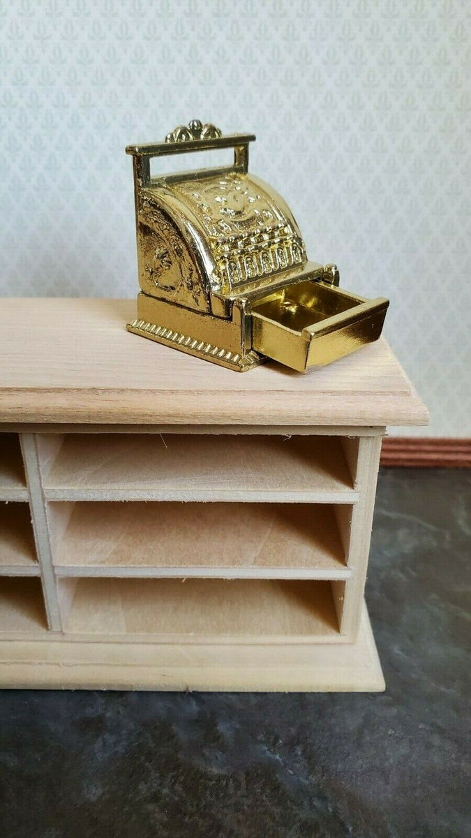 Dollhouse Miniature Cash Register Till Gold Vintage Style Metal 1:12 ...