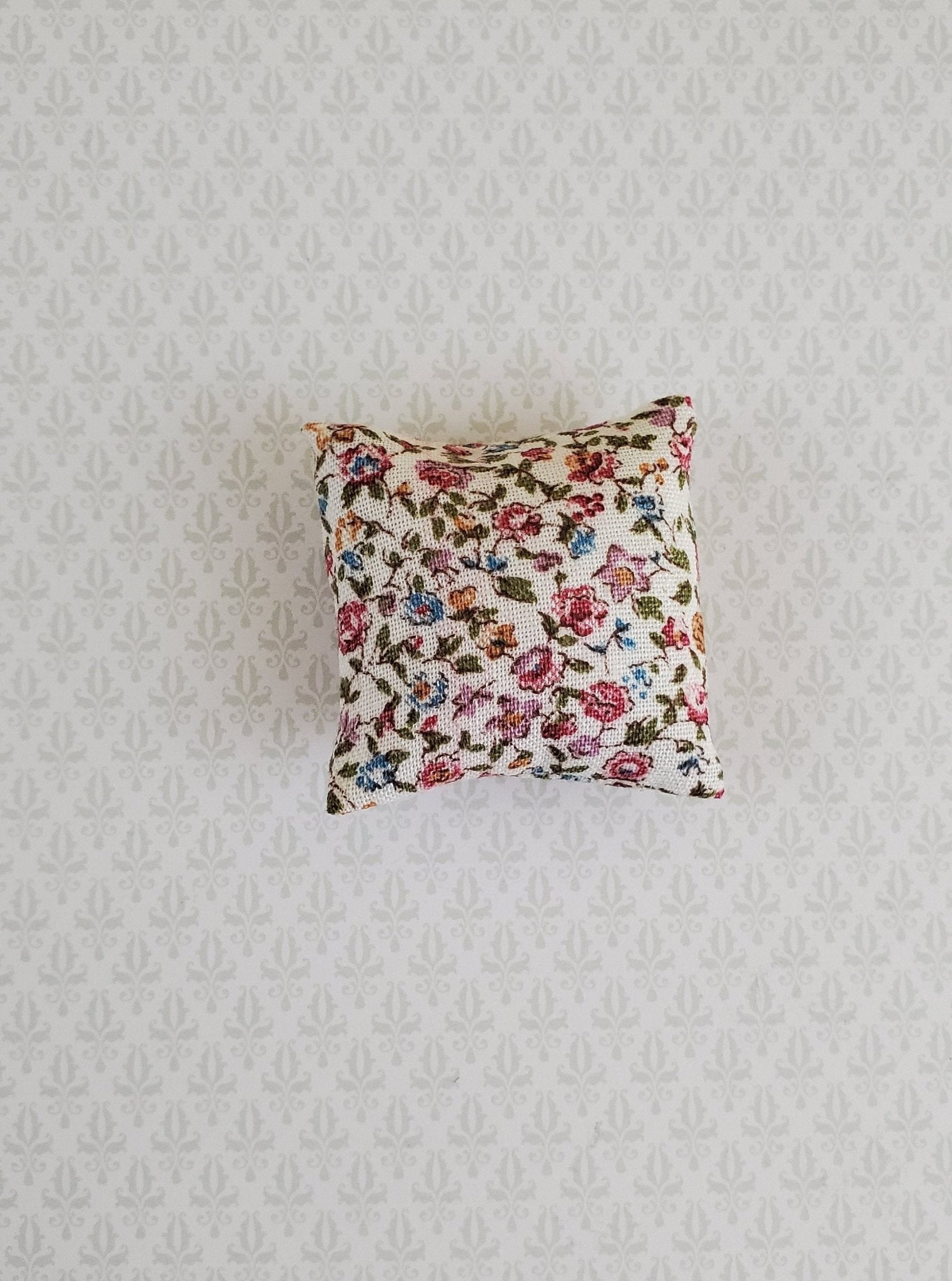 Dollhouse Miniature Pillow Floral Print Handmade 1:12 Scale 1 1/2 ...