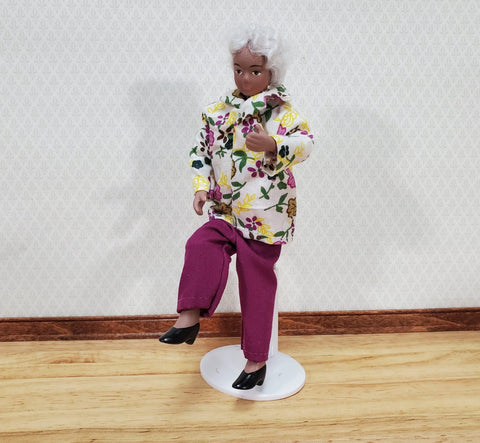 Dollhouse Modern Grandma Black Brown Doll Grandmother Female Porcelain ...