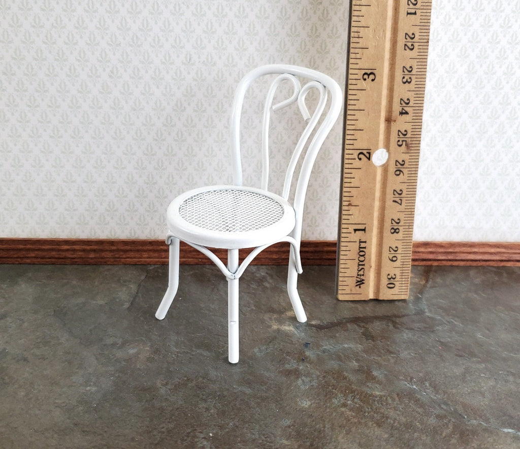 Dollhouse Patio Chair White Metal 1:12 Scale Fairy Garden Soda Fountain ...