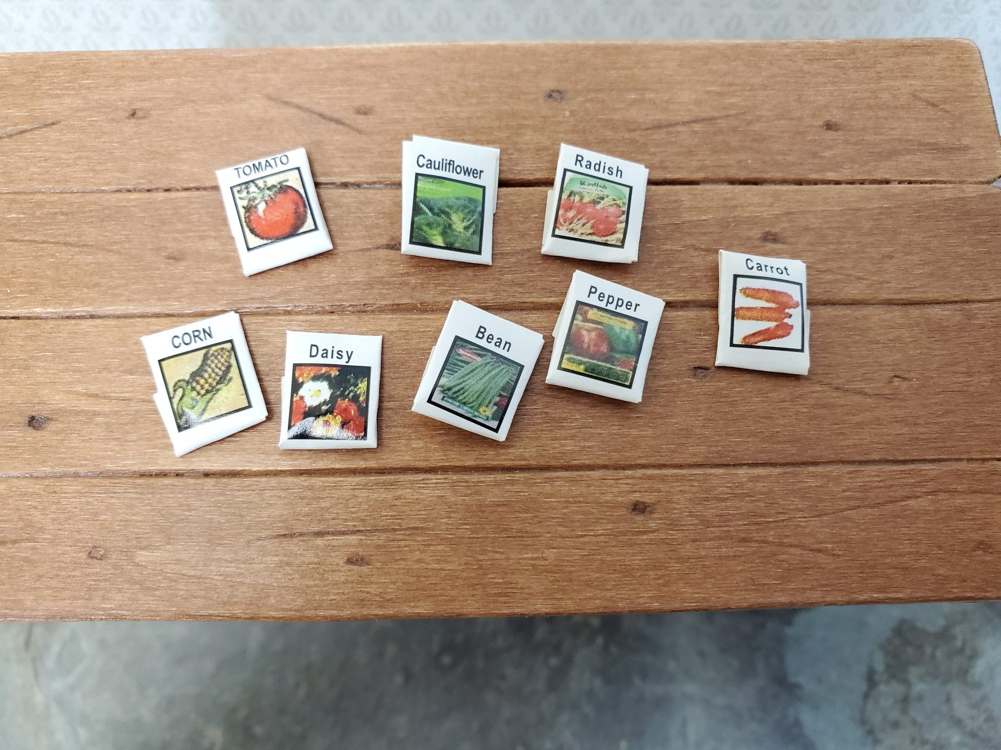 Dollhouse Seed Packets 8 Packages Miniature Garden Props 1:12 Scale ...