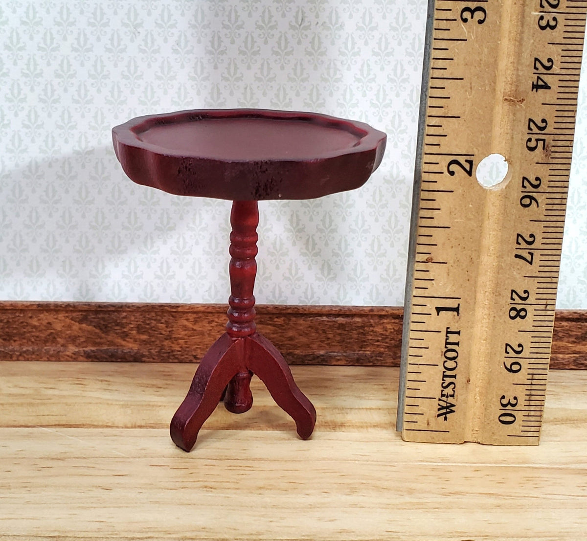 Dollhouse Side Table Pie Crust Style Mahogany Finish 1:12 Scale Wood ...